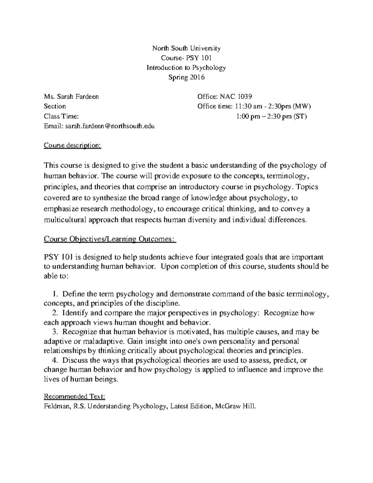 Introduction-to-Psychology- PSY-101-2 - North South University Course ...