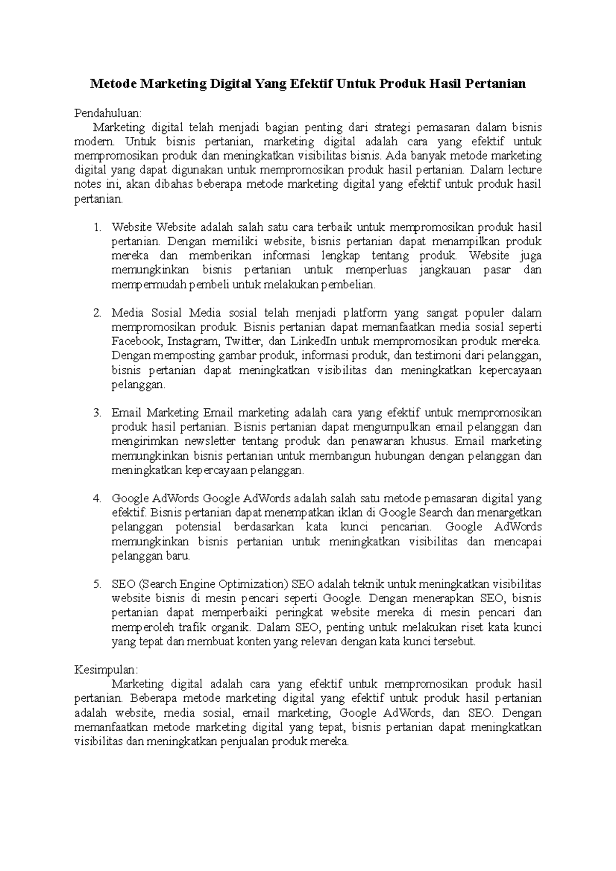 Metode Marketing Digital Yang Efektif Untuk Produk Hasil Pertanian ...