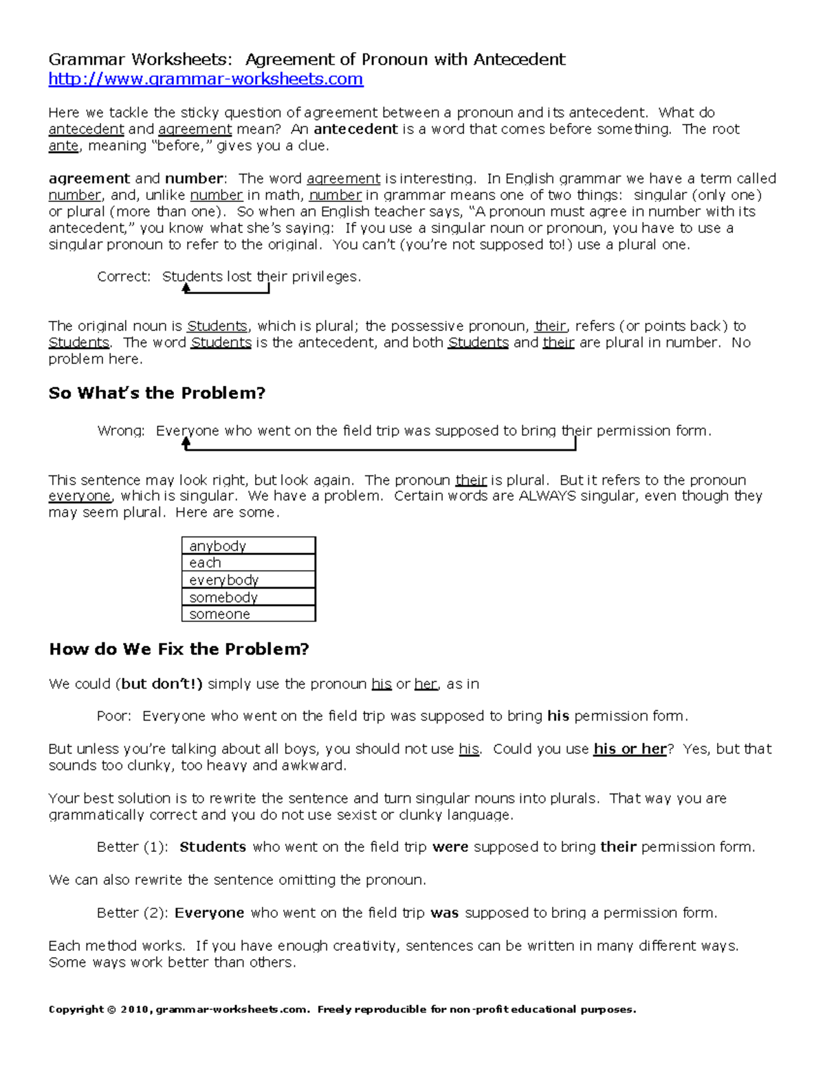 Lesson.Agreement - to review about subject-verb agreement - Grammar ...