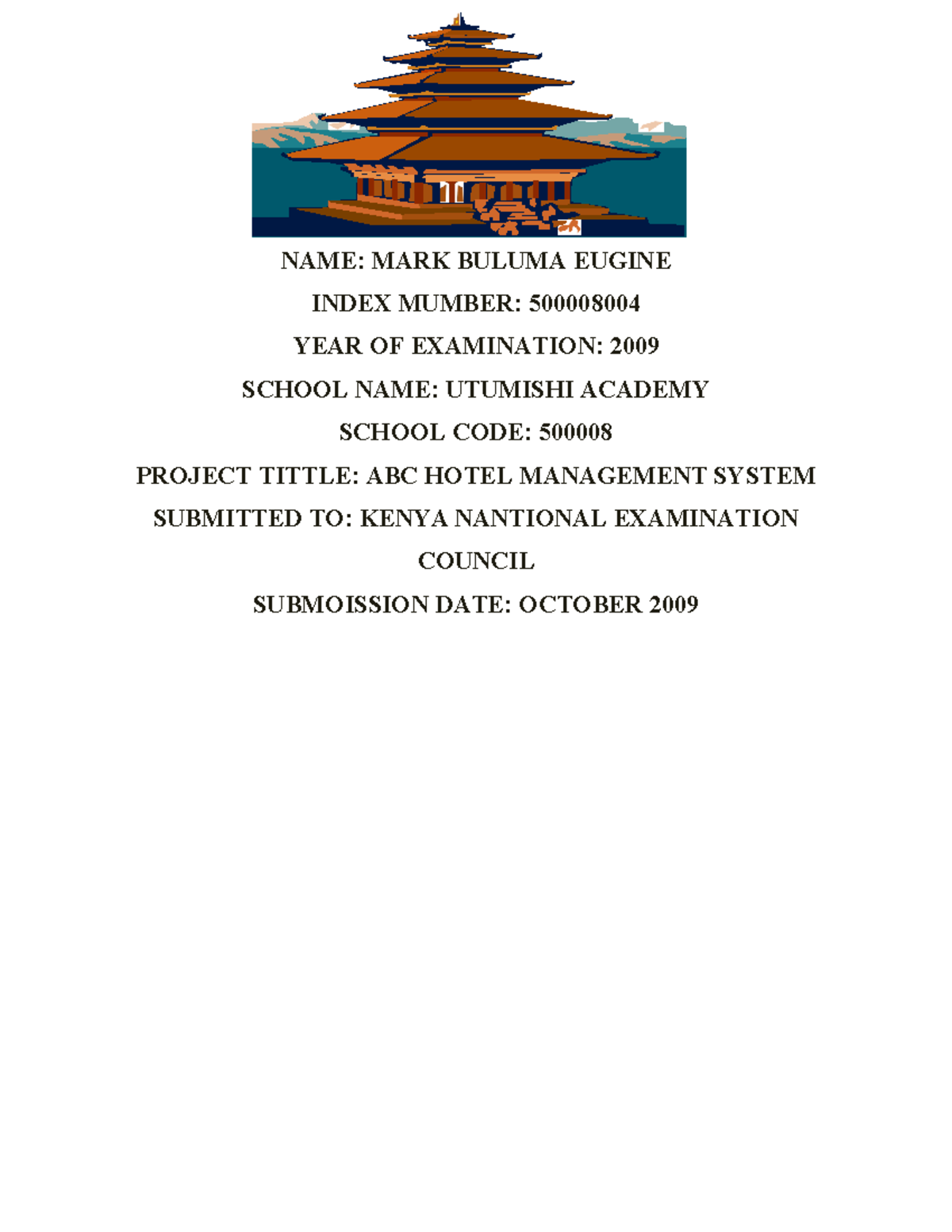A Sample Hotel Management System Project - NAME: MARK BULUMA EUGINE ...