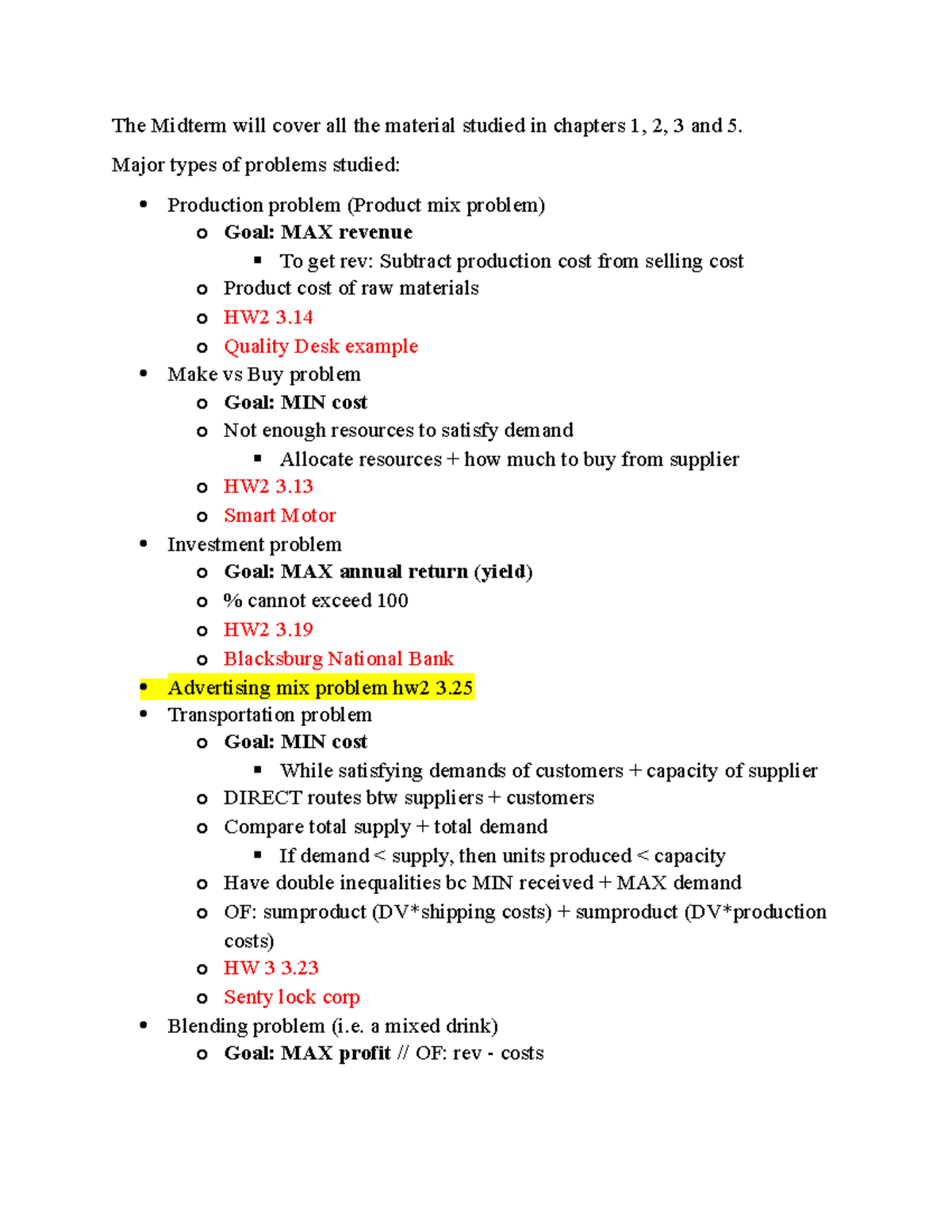 Midterm - review - The Midterm will cover all the material studied in ...