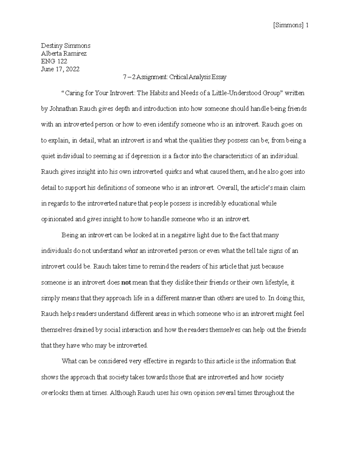 ENG 122 7-2 Critical Analysis Essay (dezzie simmons) - [Simmons] 1 ...