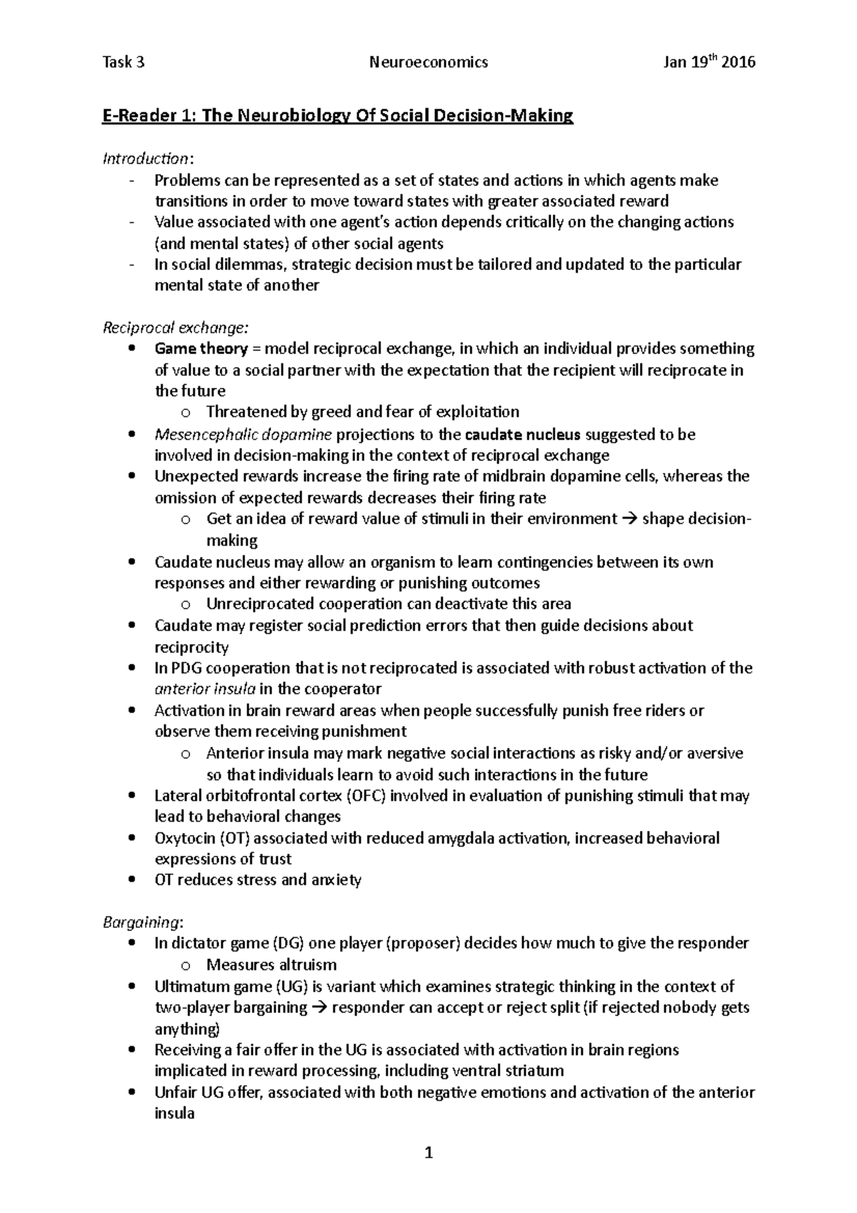 MEET YOUR Brain - Task 3 - E-Reader 1: The Neurobiology Of Social ...