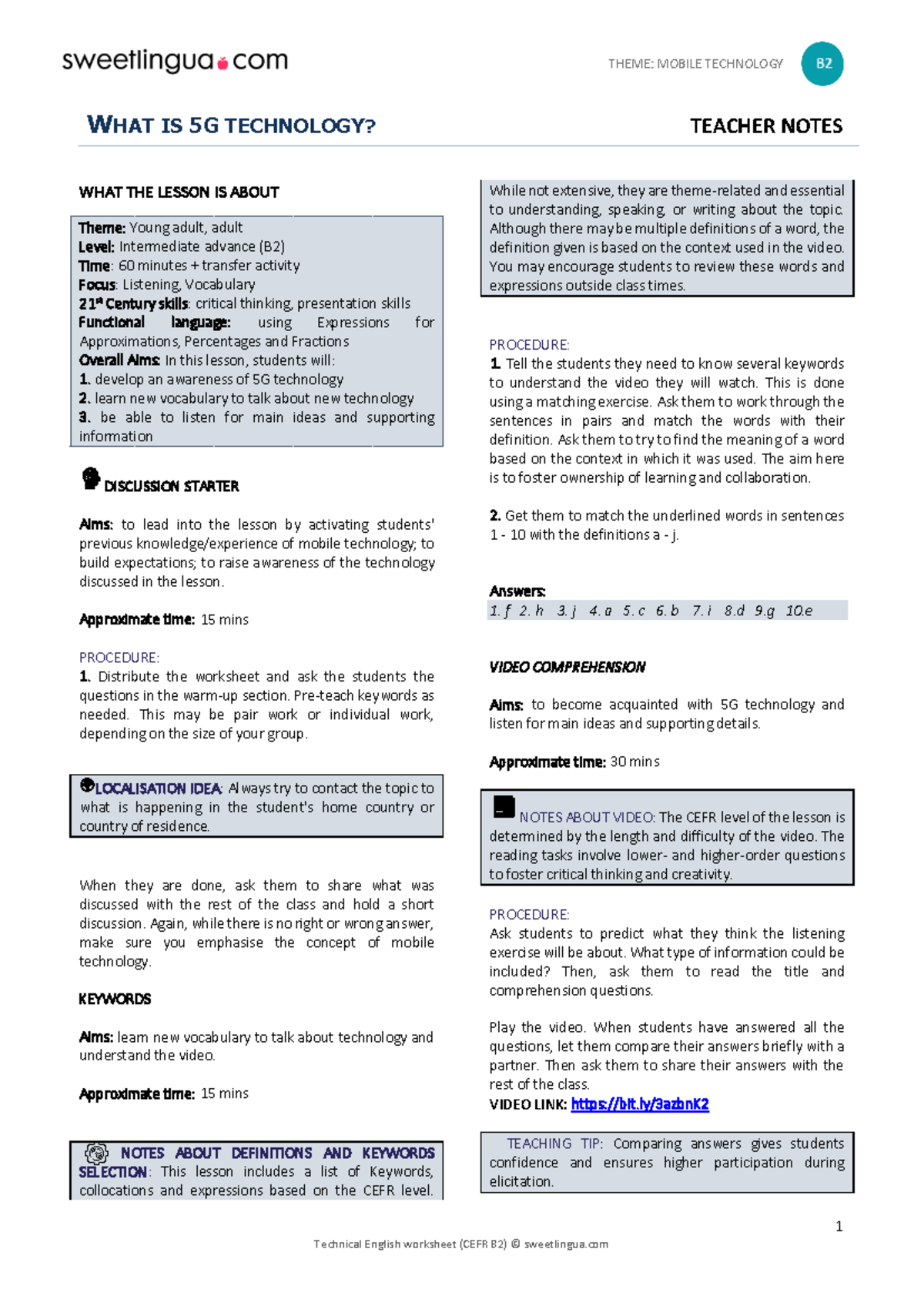 WHAT IS 5G Teacher Sweet Lingua V5 - THEME: MOBILE TECHNOLOGY 1 ...