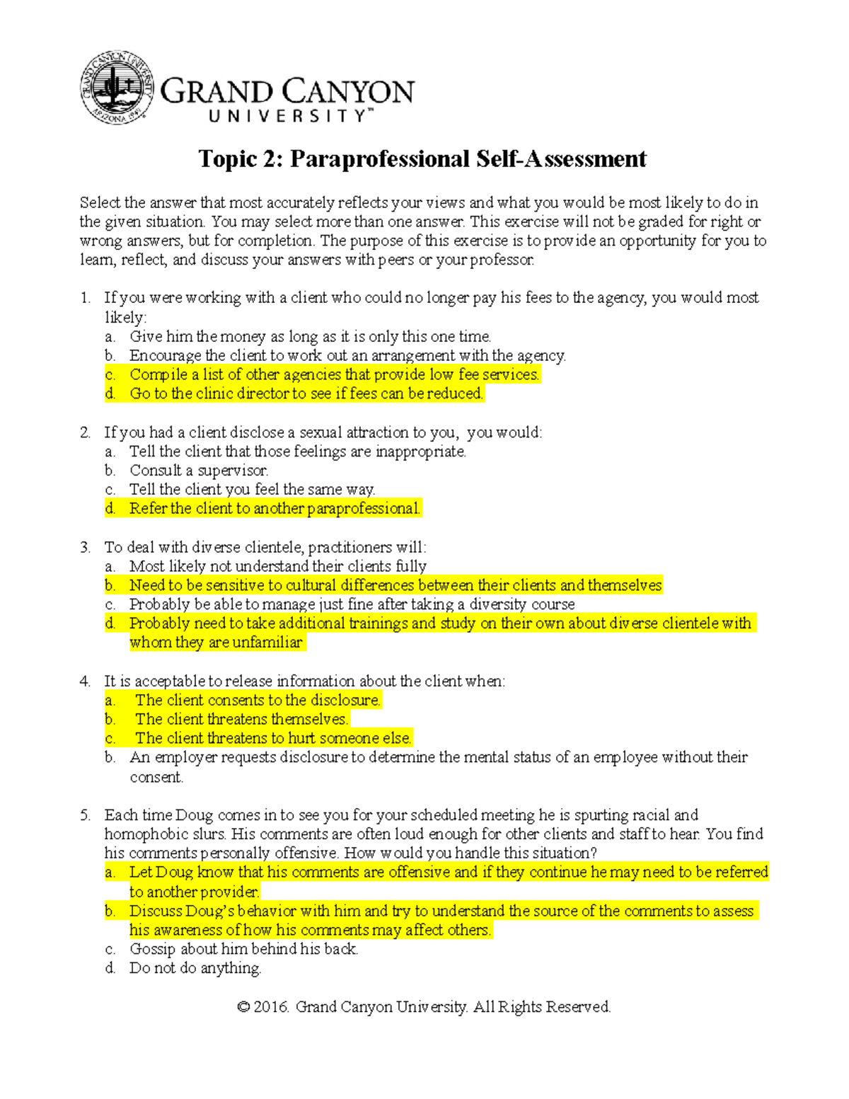 BHS-320 Topic 2 Paraprofessional Self Assessment - Topic 2 ...