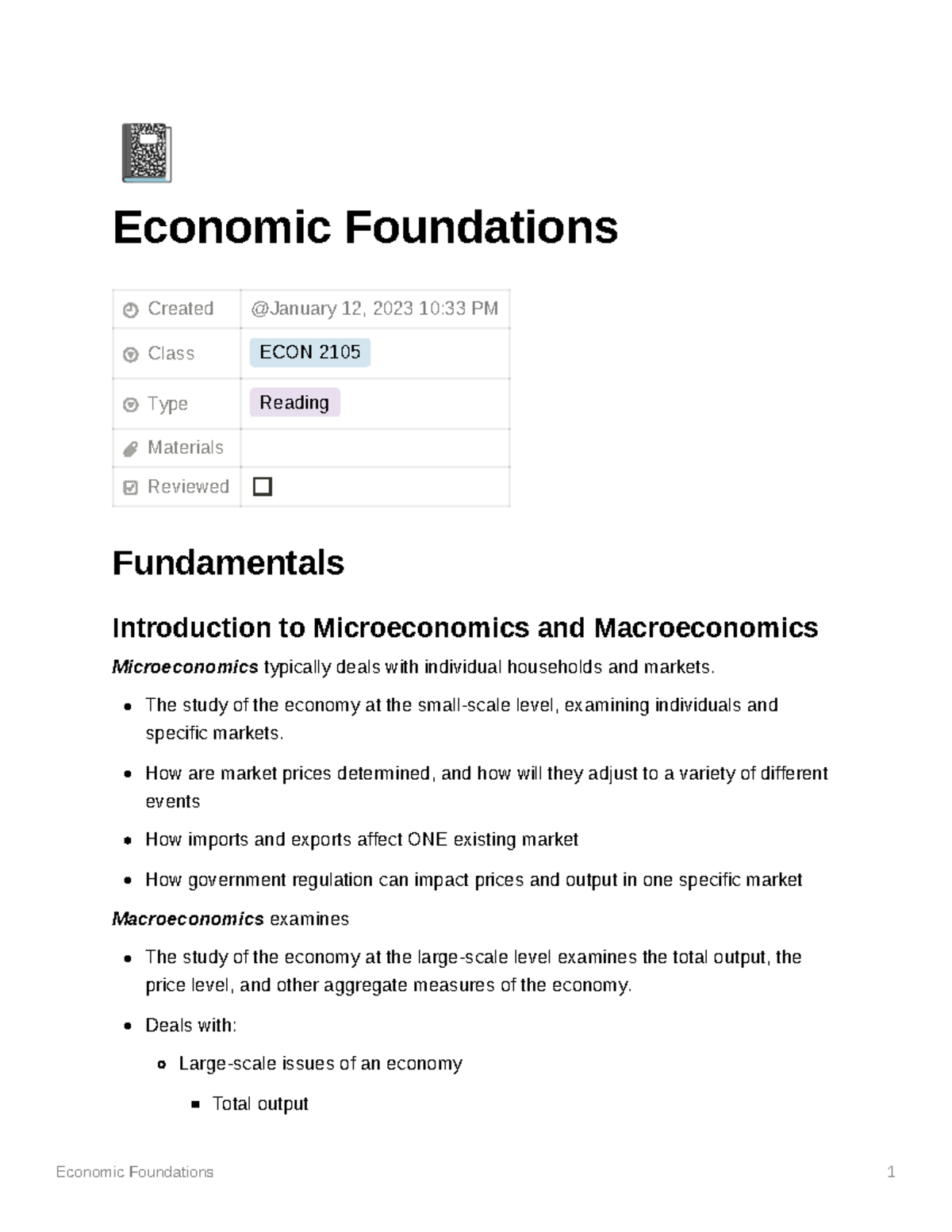 Economic Foundations - Vocabulary for the chapter - Á Economic ...