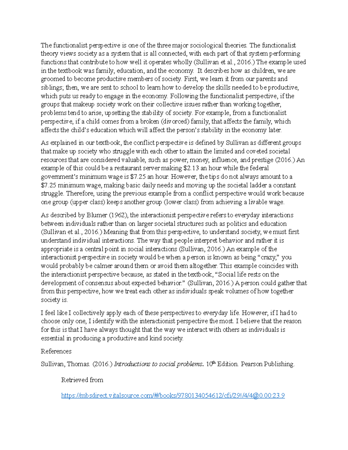 SOC 213 The Three Sociological Theories - The functionalist perspective ...