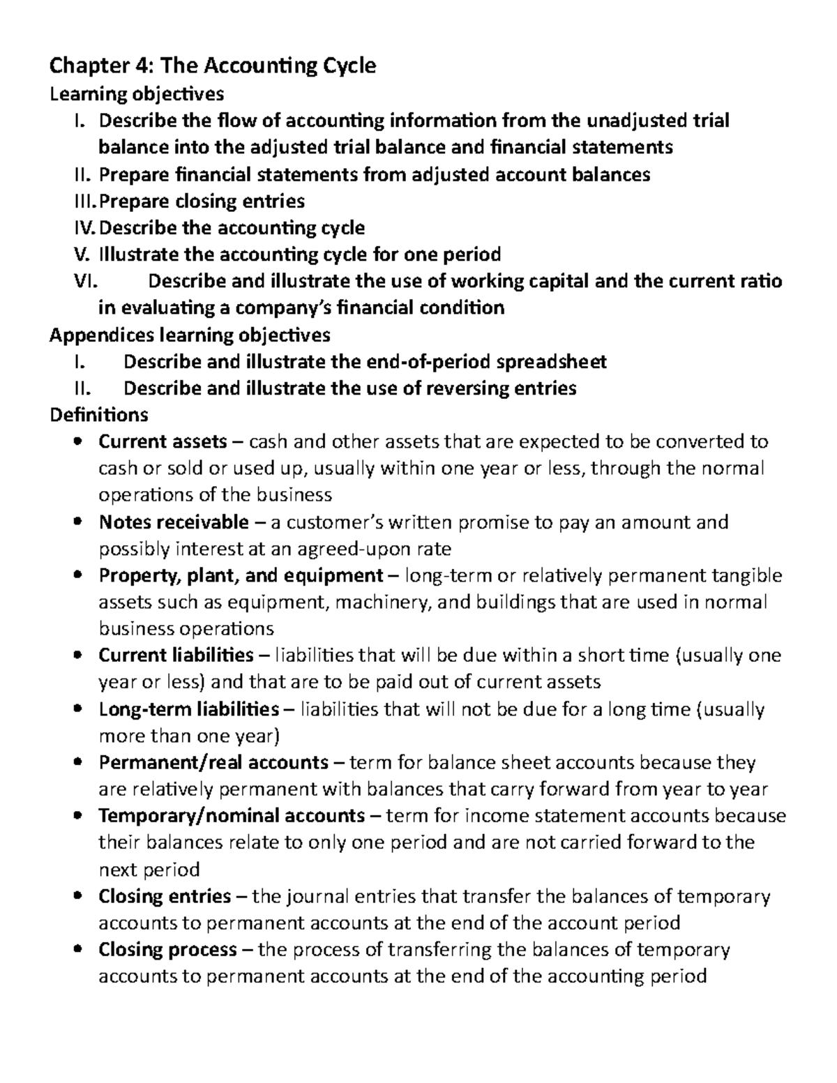Chapter 4 notes - Chapter 4: The Accounting Cycle Learning objectives I ...