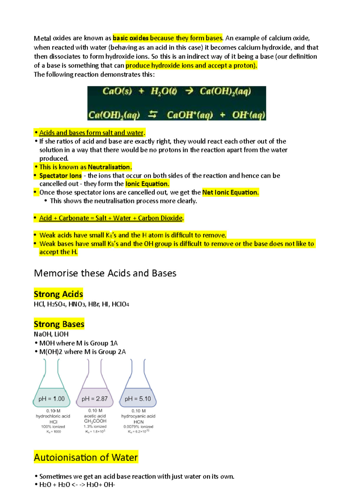 Week 6 - Lecture notes 6 - Metal oxides are known as basic oxides ...