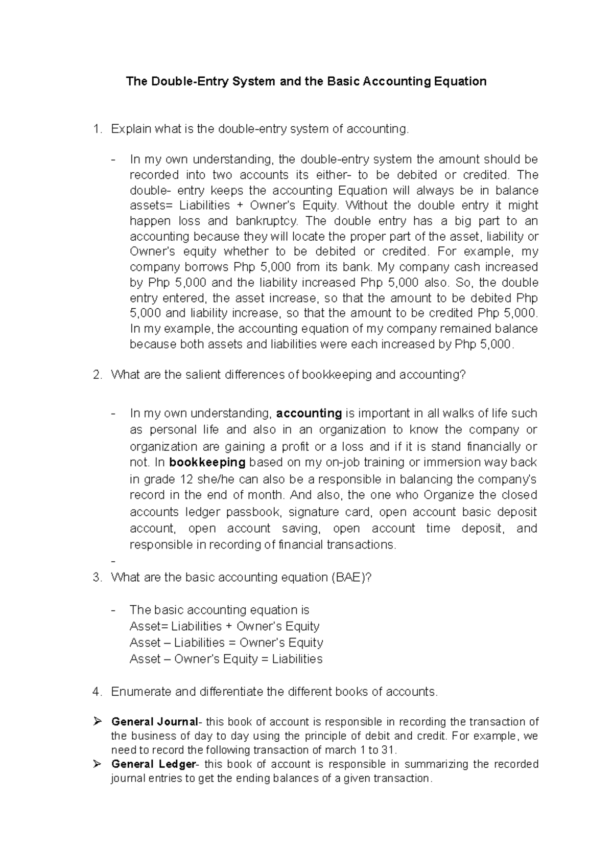 The Double Entry System And The Basic Accounting Equation The Double the-double-entry-system-and-the-basic-accounting-equation-the-double
