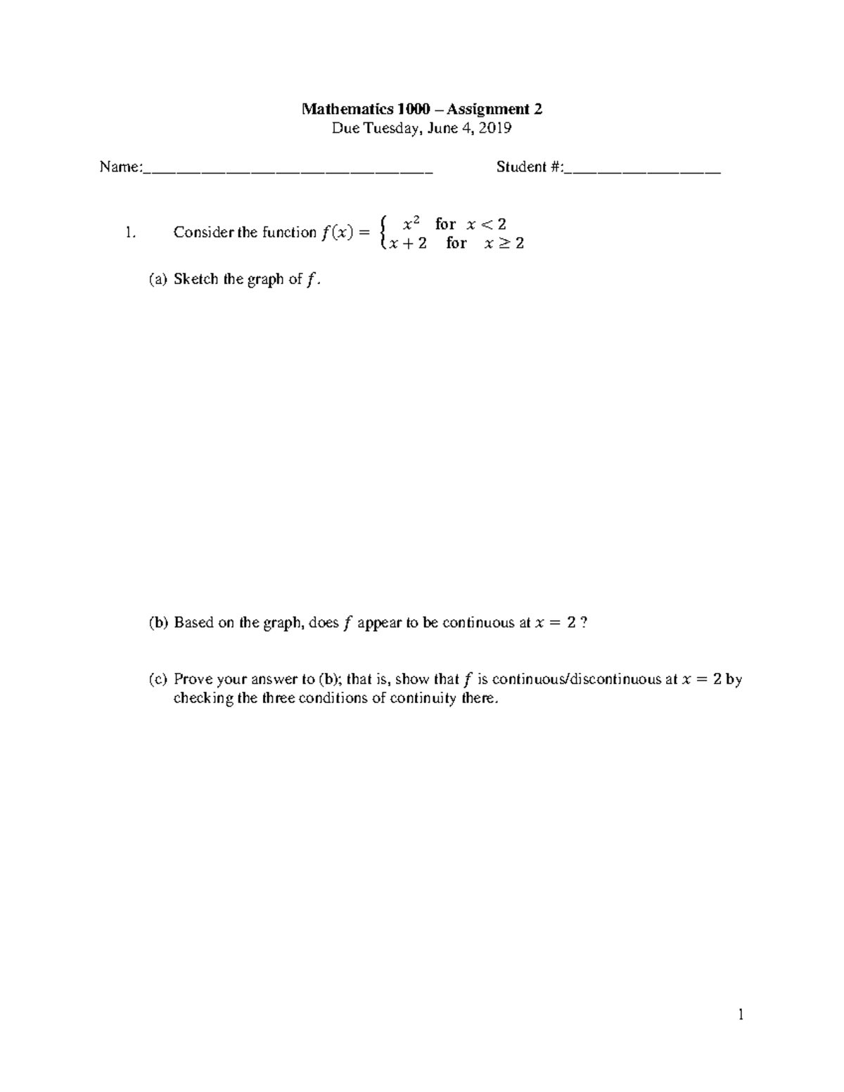 Assignment 2 b Based On The Graph Does Appear To Be Continuous
