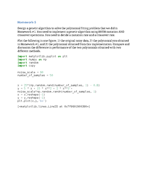 Vertopal - homework 5 python code - new1 = parent1[:rand_idx]+ parent2[rand_idx:] new2 = - Studocu