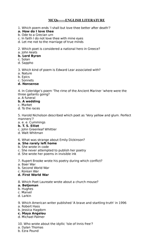 English-literature-mcqs - MCQ English Literature POETRY Maneesh Rastogi ...