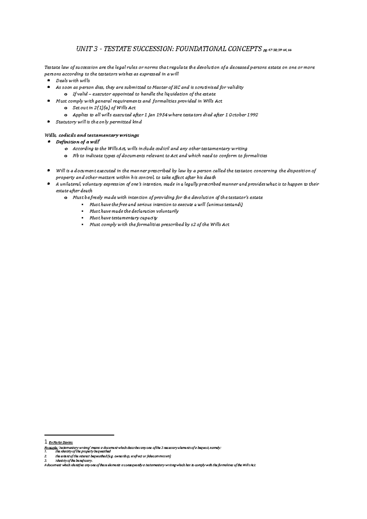 UNIT THREE - Testate succession (foundational concepts) - UNIT 3 ...