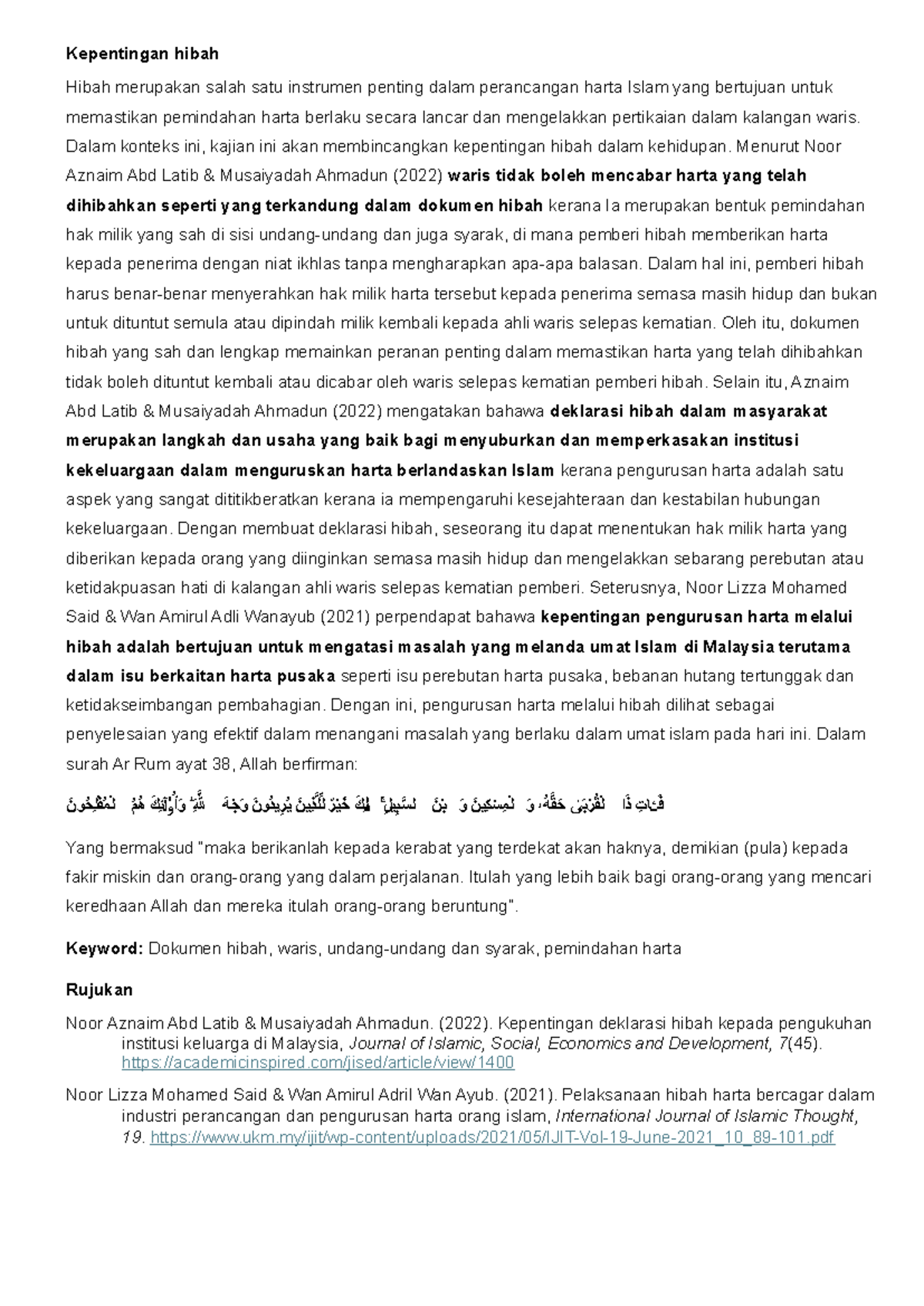 Kepentingan Hibah - Kepentingan hibah Hibah merupakan salah satu ...