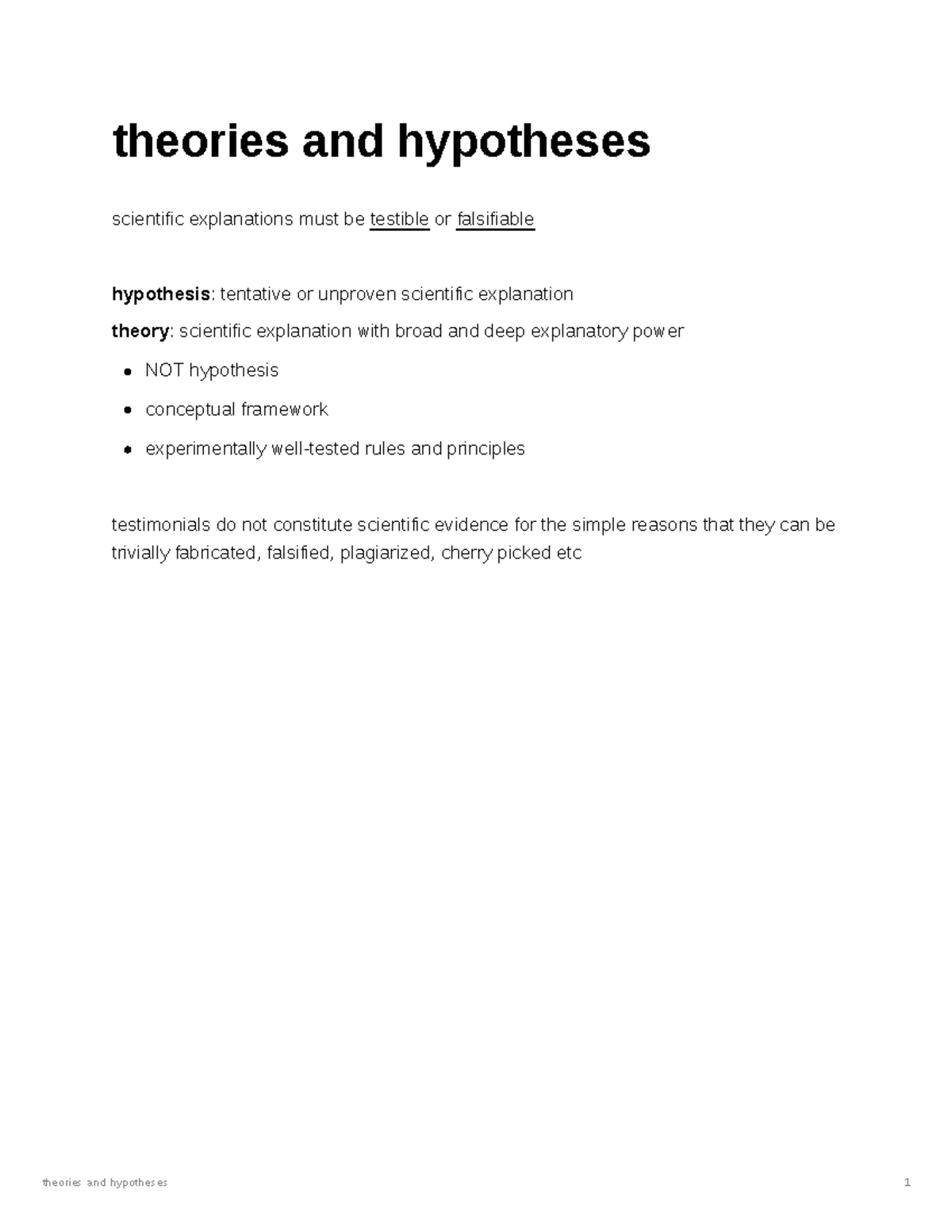 Theories and hypotheses - HSI1000 - Studocu