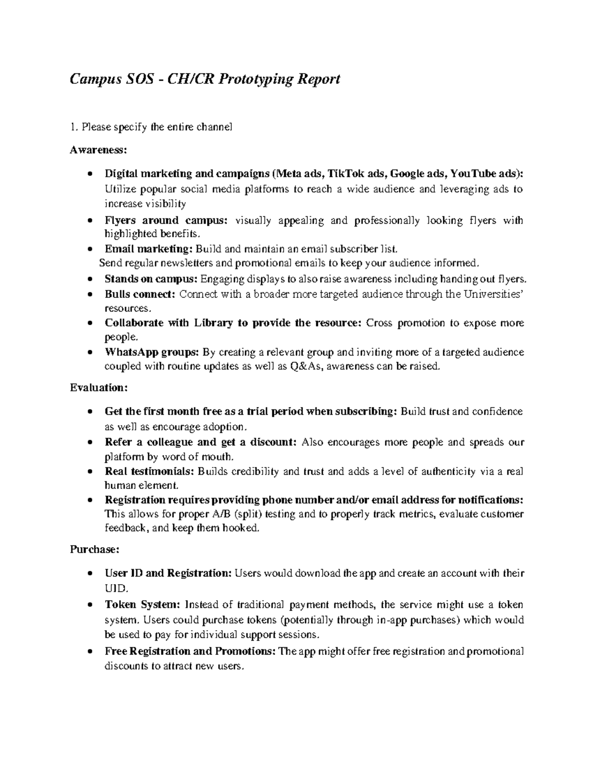 CHCR Report - Rexrec - Campus SOS - CH/CR Prototyping Report Please ...