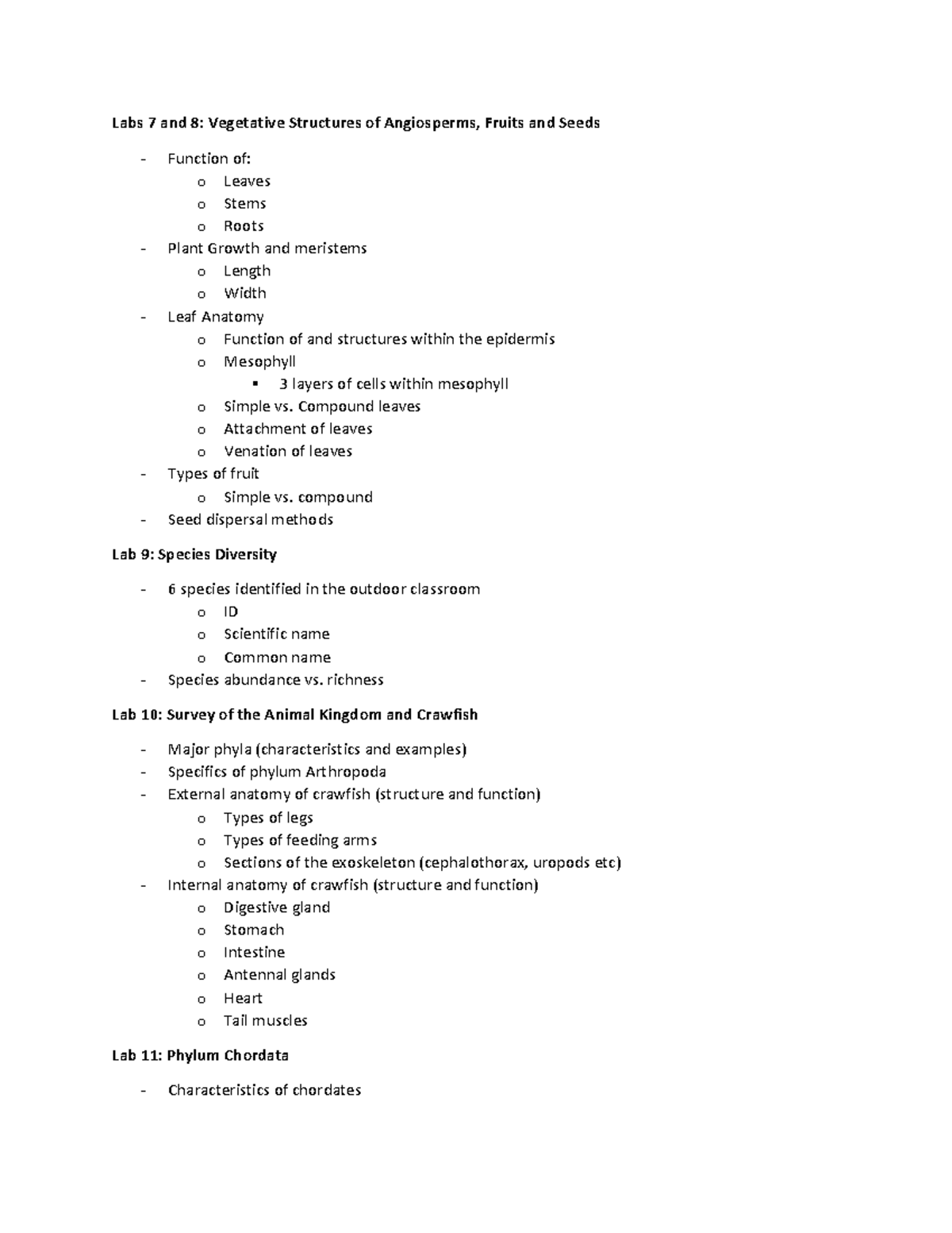 Final Outline - Labs 7 and 8: Vegetative Structures of Angiosperms ...