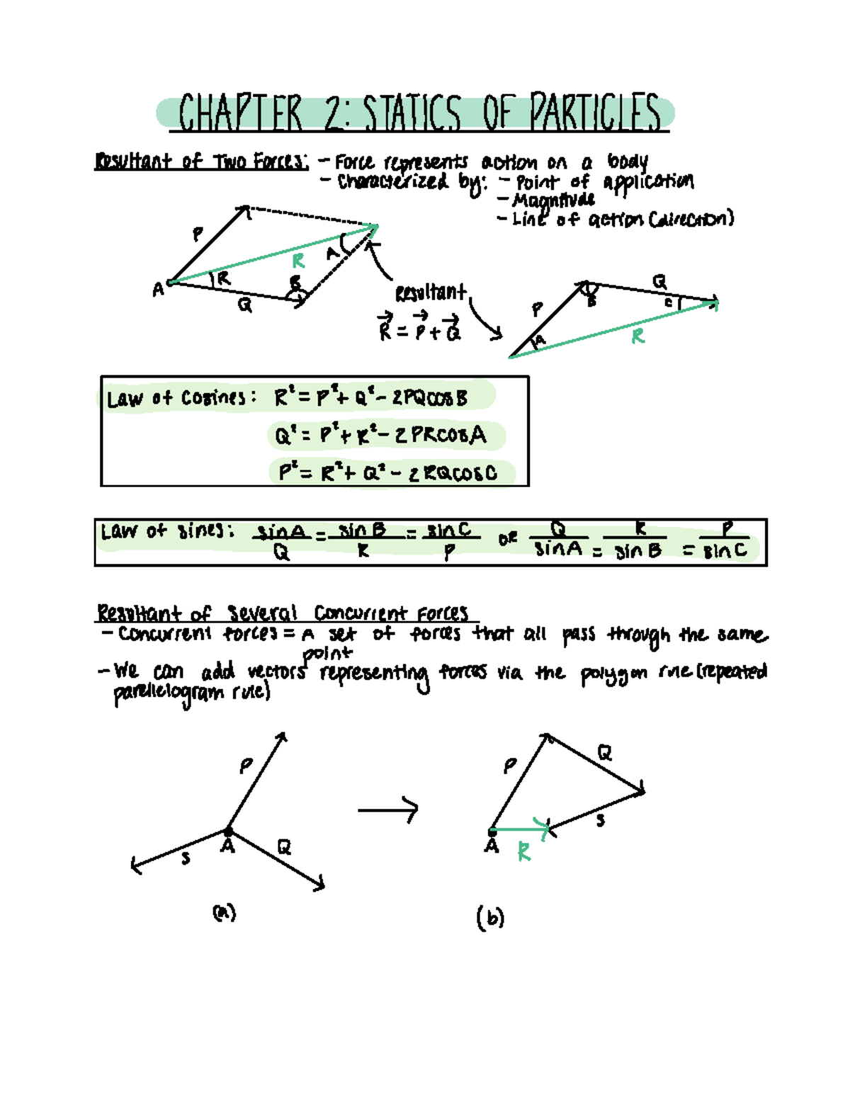 Chapter 2: Statics of Particles - CHAPTER Z STATICS OF PARTICLES Resultant of two Forces Force ...
