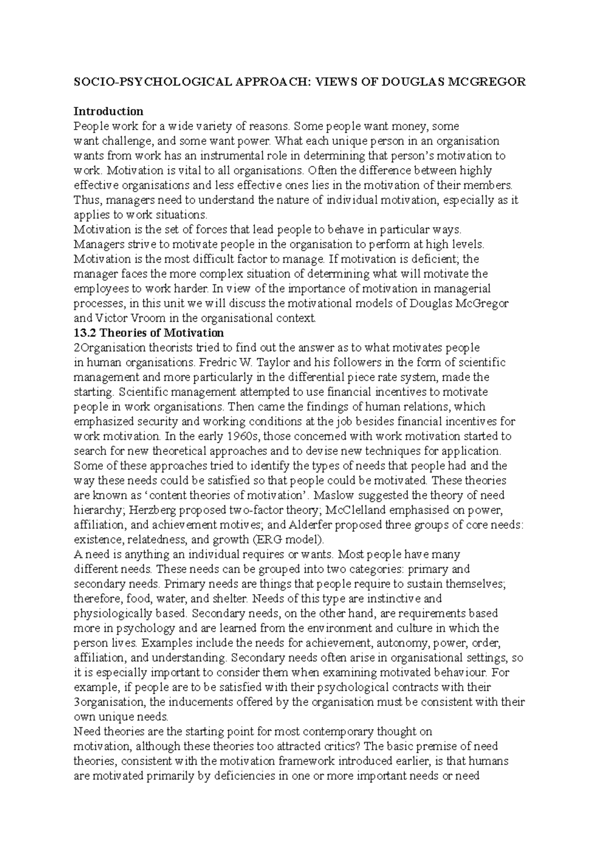 Socio- Psychological Approach Views OF Douglas Mcgregor - SOCIO ...