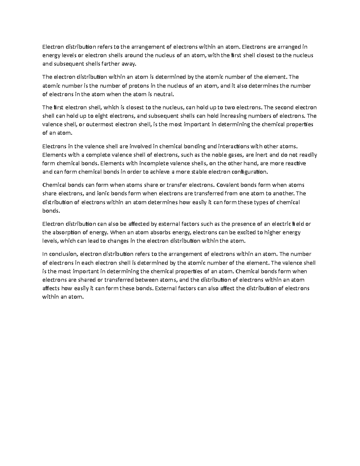 Bio Notes - Electron Distribution - Electron distribution refers to the ...