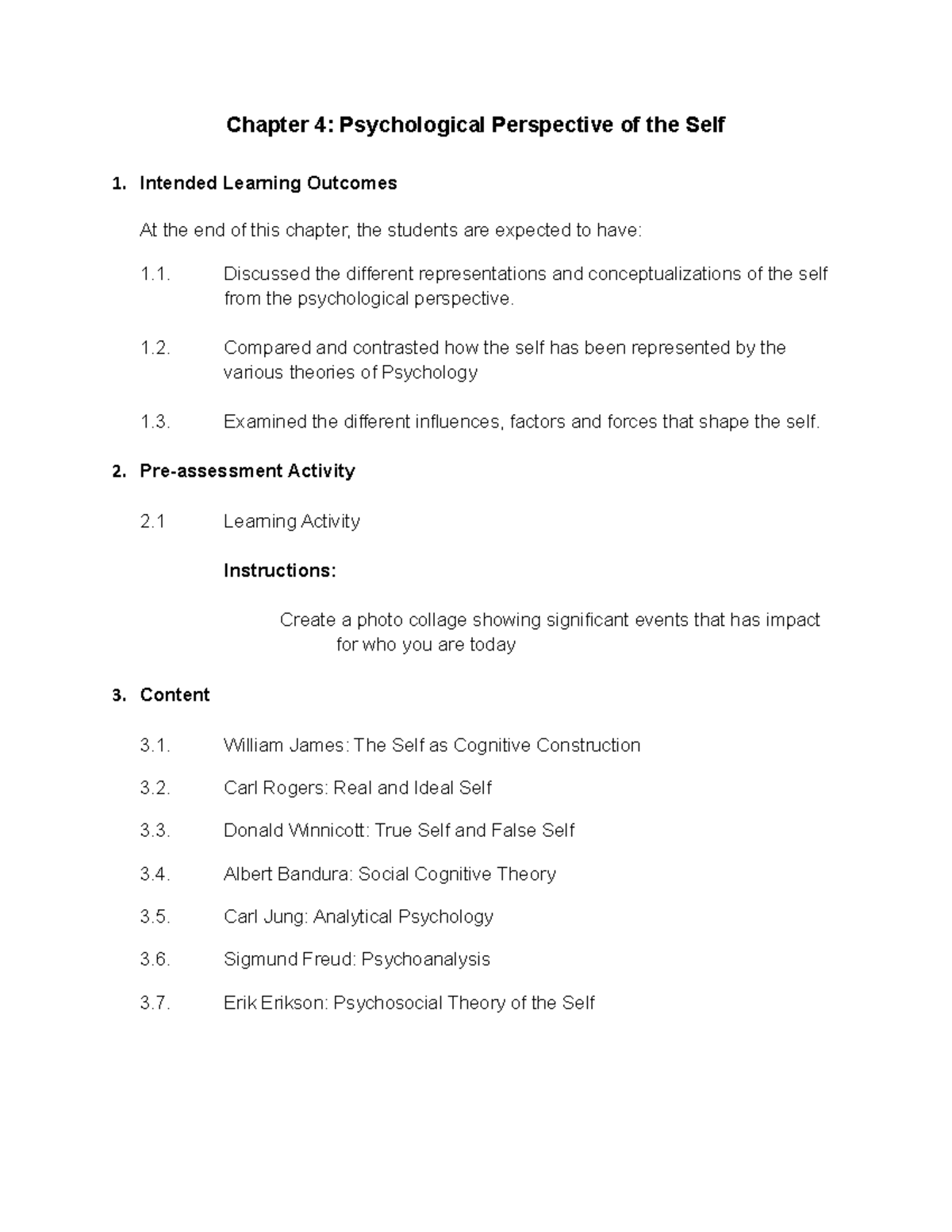 Psych Perspective handout 2 - Chapter 4: Psychological Perspective of ...