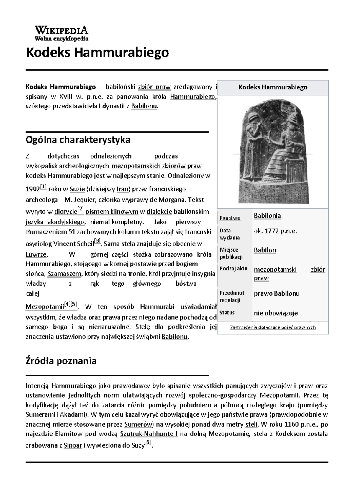 Kodeks Hammurabiego - Przydatne materiały do egzaminu ustnego. - Kodeks Hammurabiego Kodeks ...