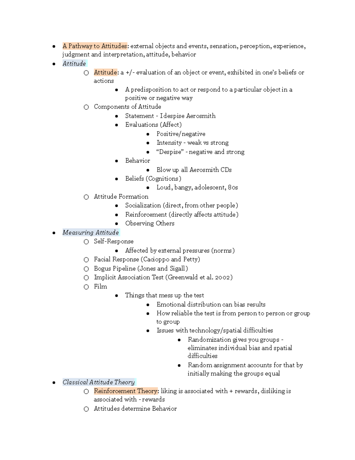 Attitudes and Behavior - Lecture Notes - A Pathway to Attitudes ...