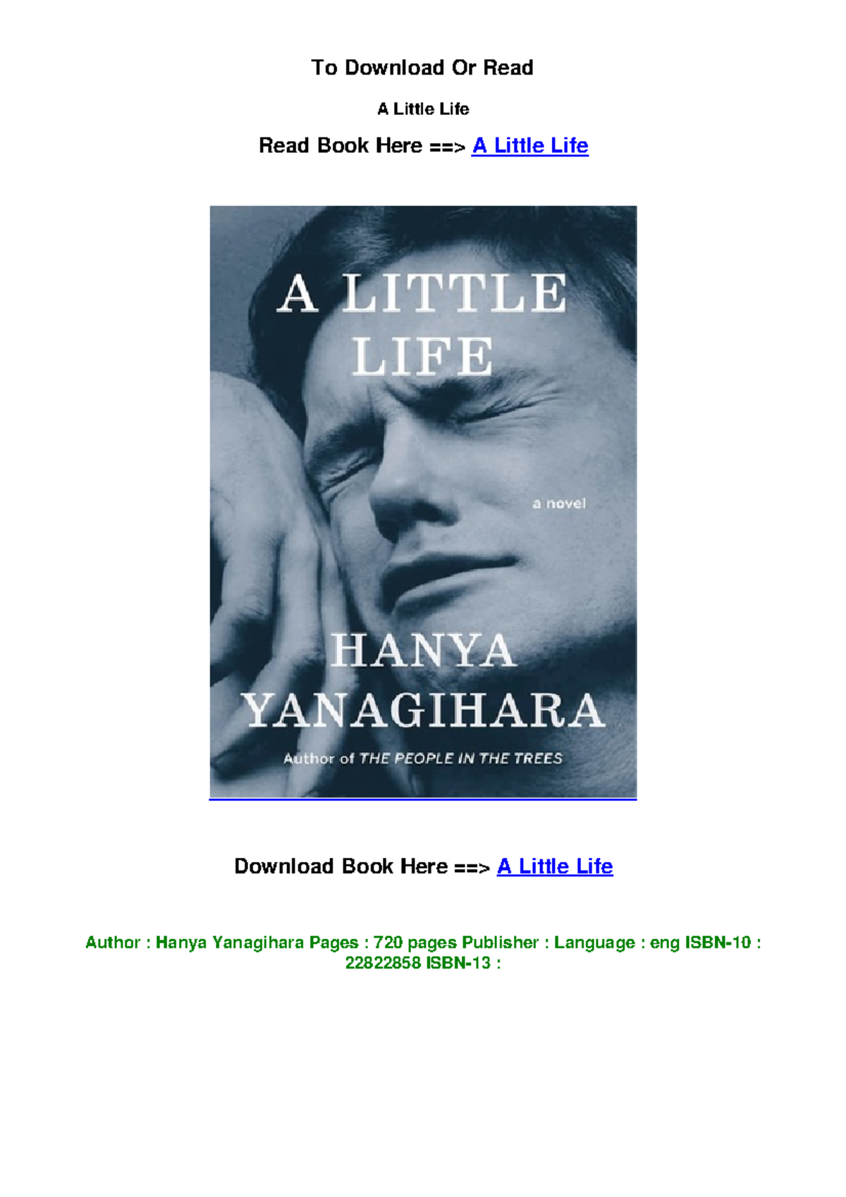E Pub Download A Little Life BY Hanya Yanagihara - REMU 1201 - To ...