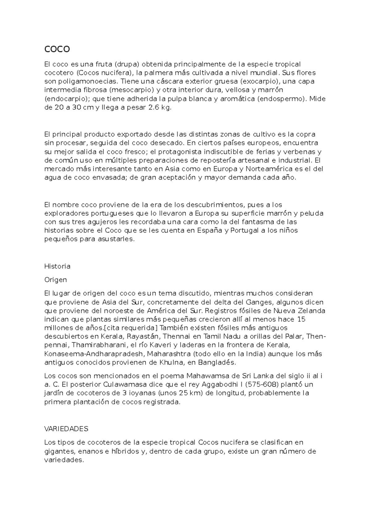 COCO - Toda la info de los cocos - COCO El coco es una fruta (drupa ...