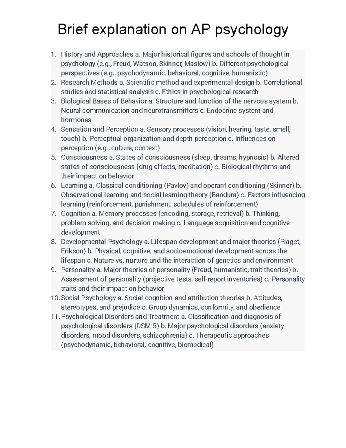 AP psychology - Brief explanation on AP psychology History and ...