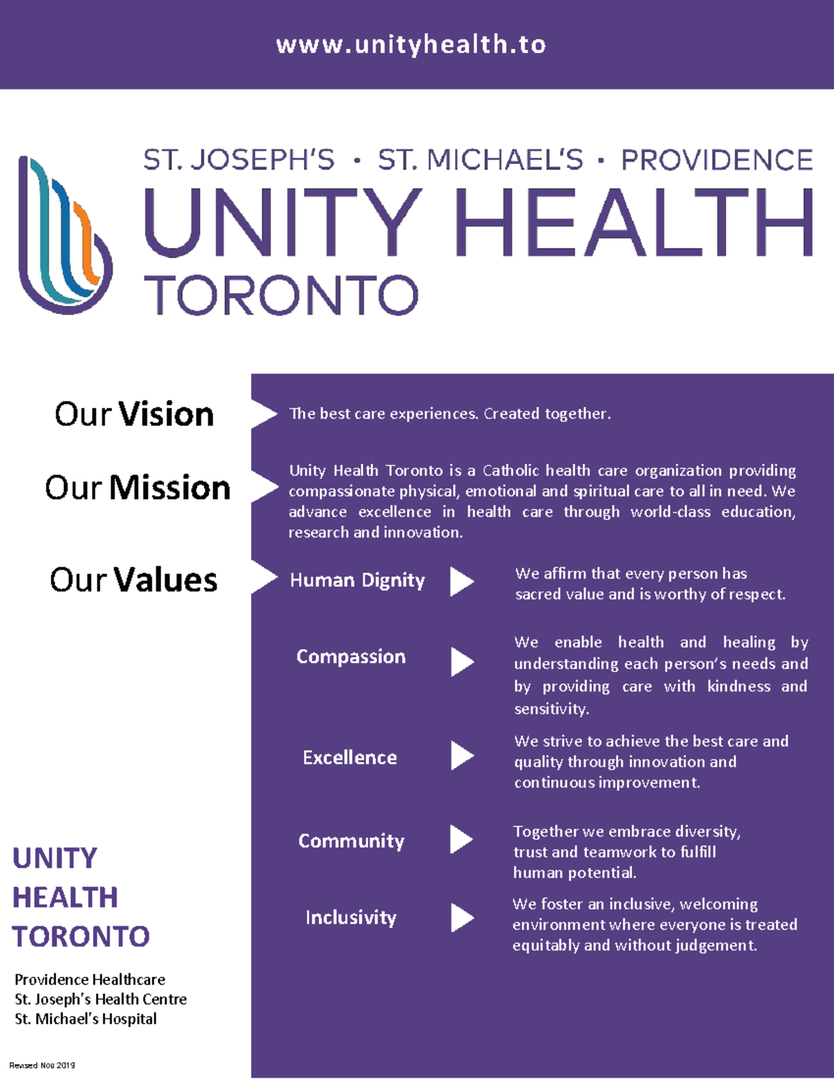 Mission and Vision Handout and Experience Charter Janaury 2020 2 - Our ...