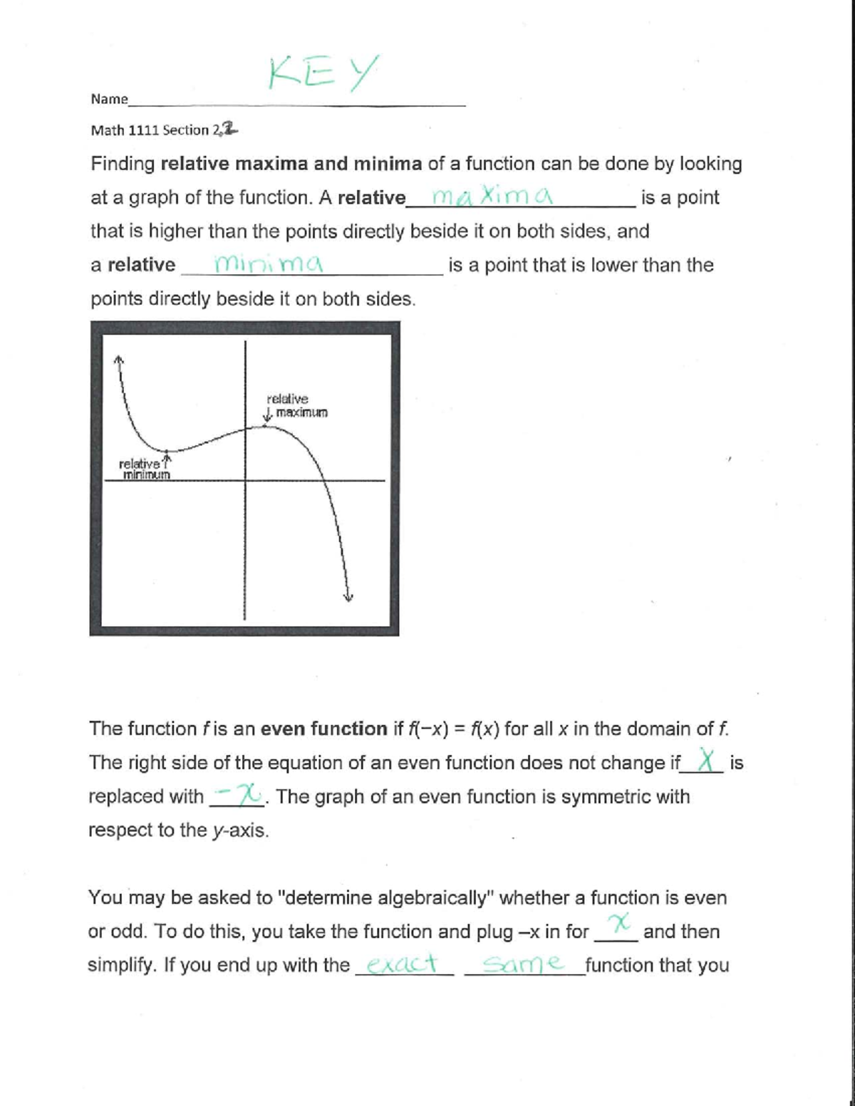 Math1111 sect 2 2 Notes KEY - MATH 1111 - Studocu