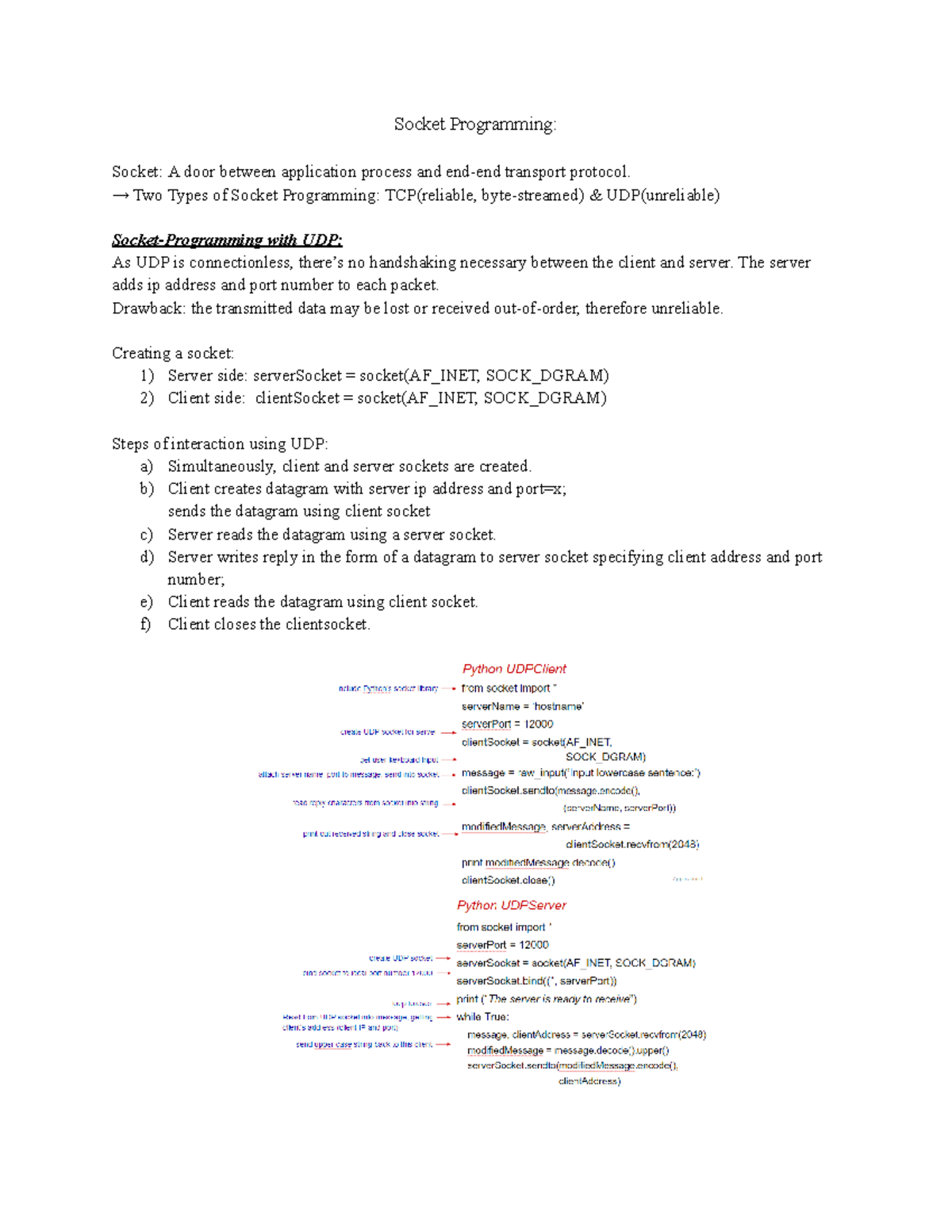 Ch02 Socket Programming - Socket Programming: Socket: A door between application process and end ...