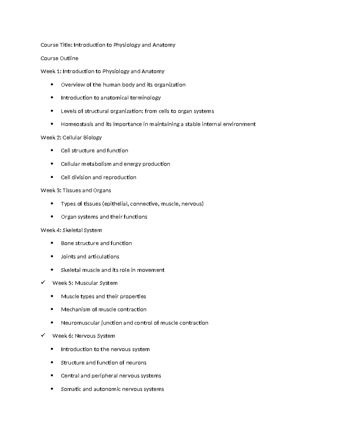 Topic-Outline- Sanphy - Course Title: Introduction to Physiology and ...