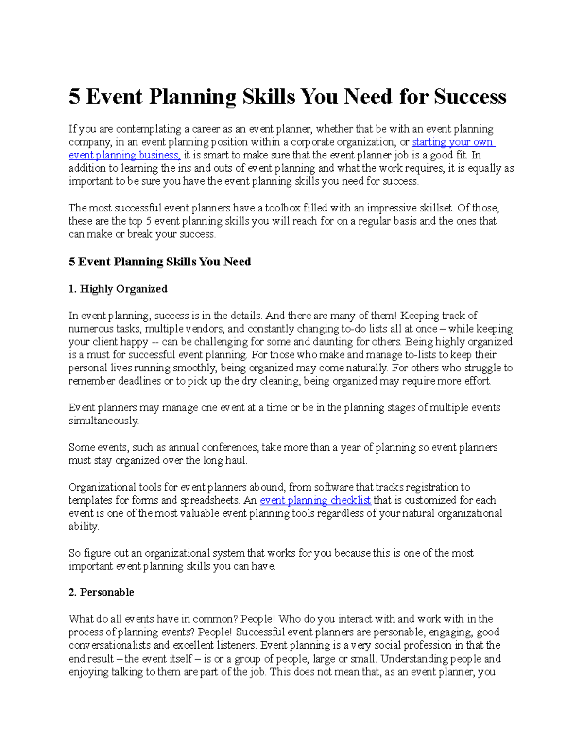 5 Event Planning Skills You Need for Success - In addition to learning ...
