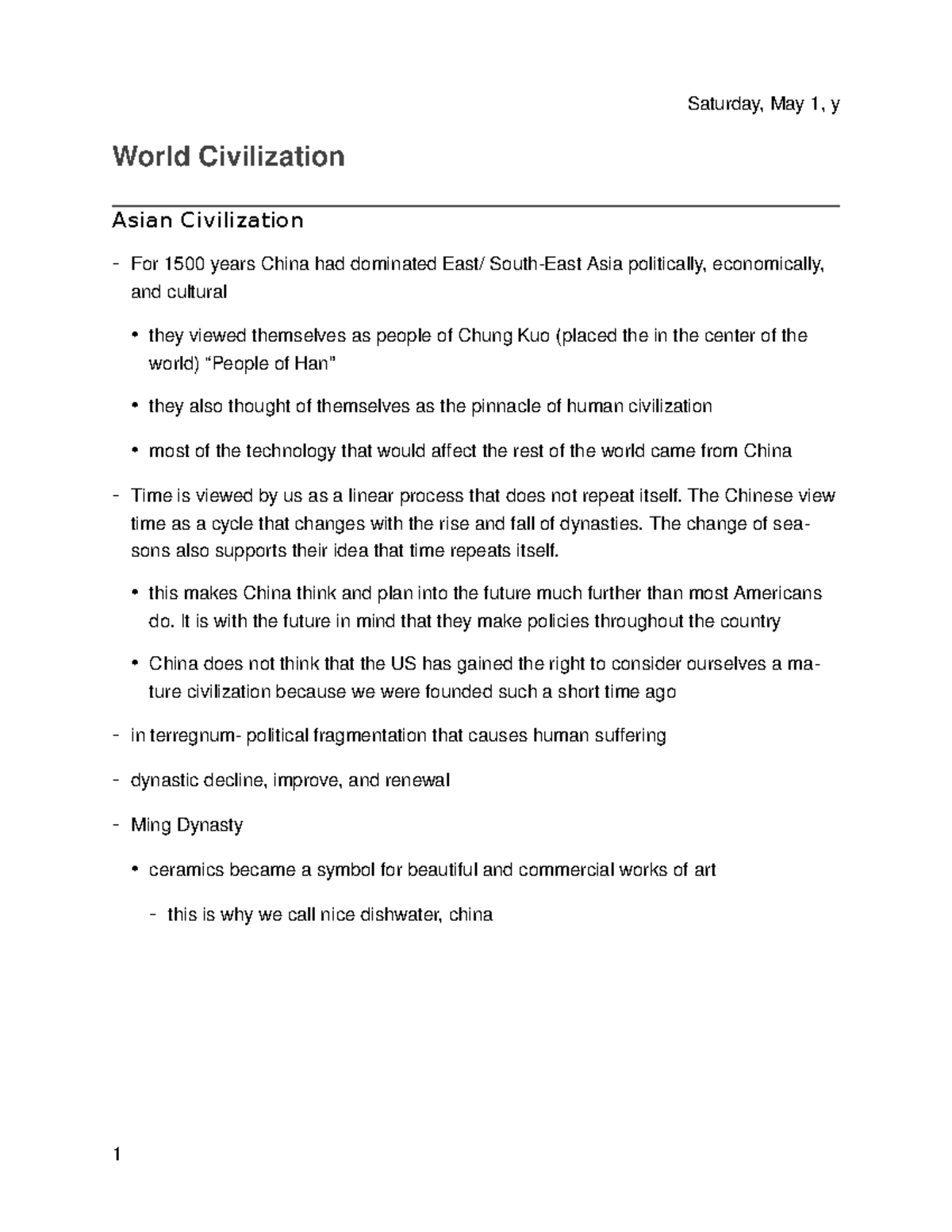 World Civilization- Asia - Tuesday, August 27, y World Civilization ...
