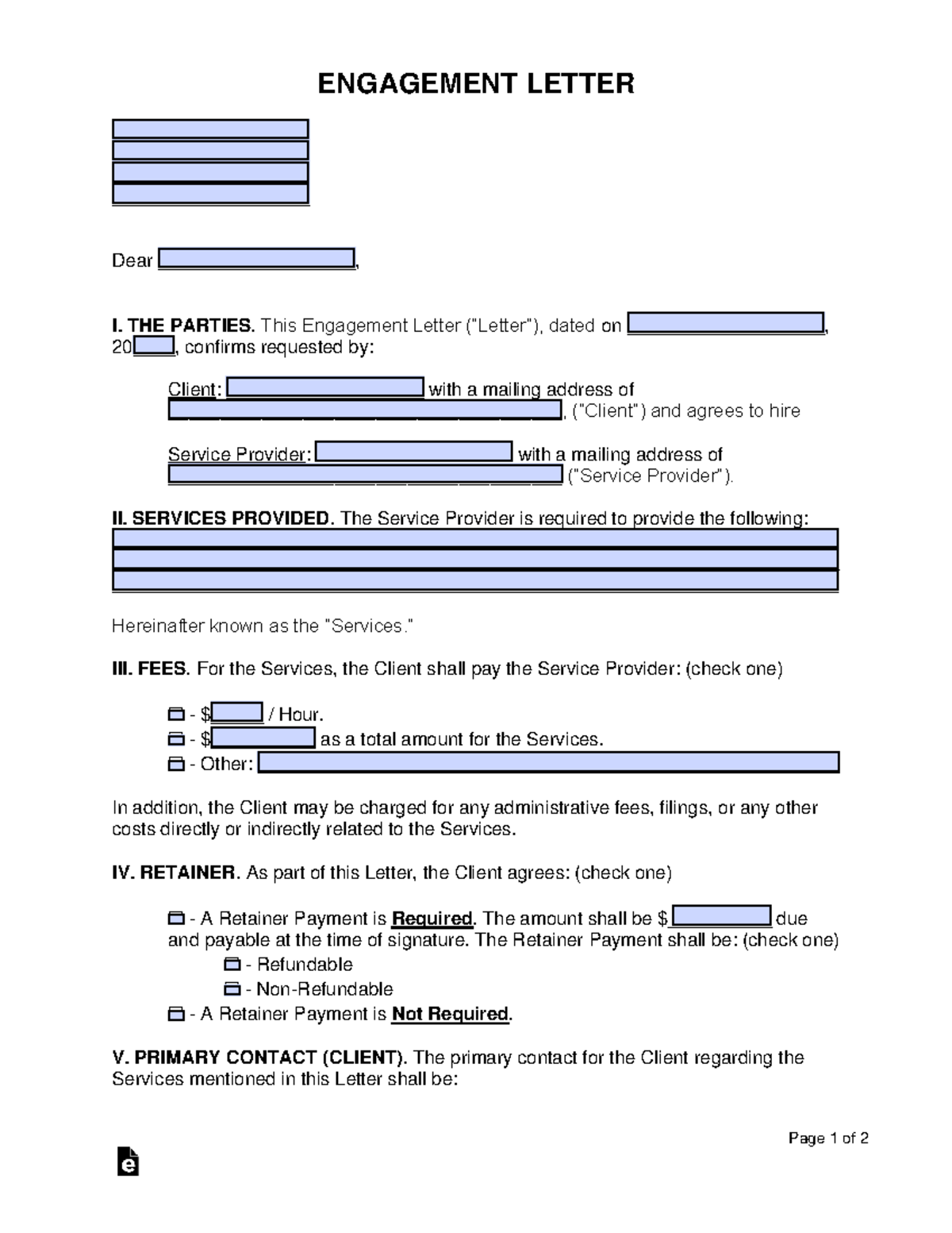 Engagement-Letter-Template - Page 1 of 2 ENGAGEMENT LETTER