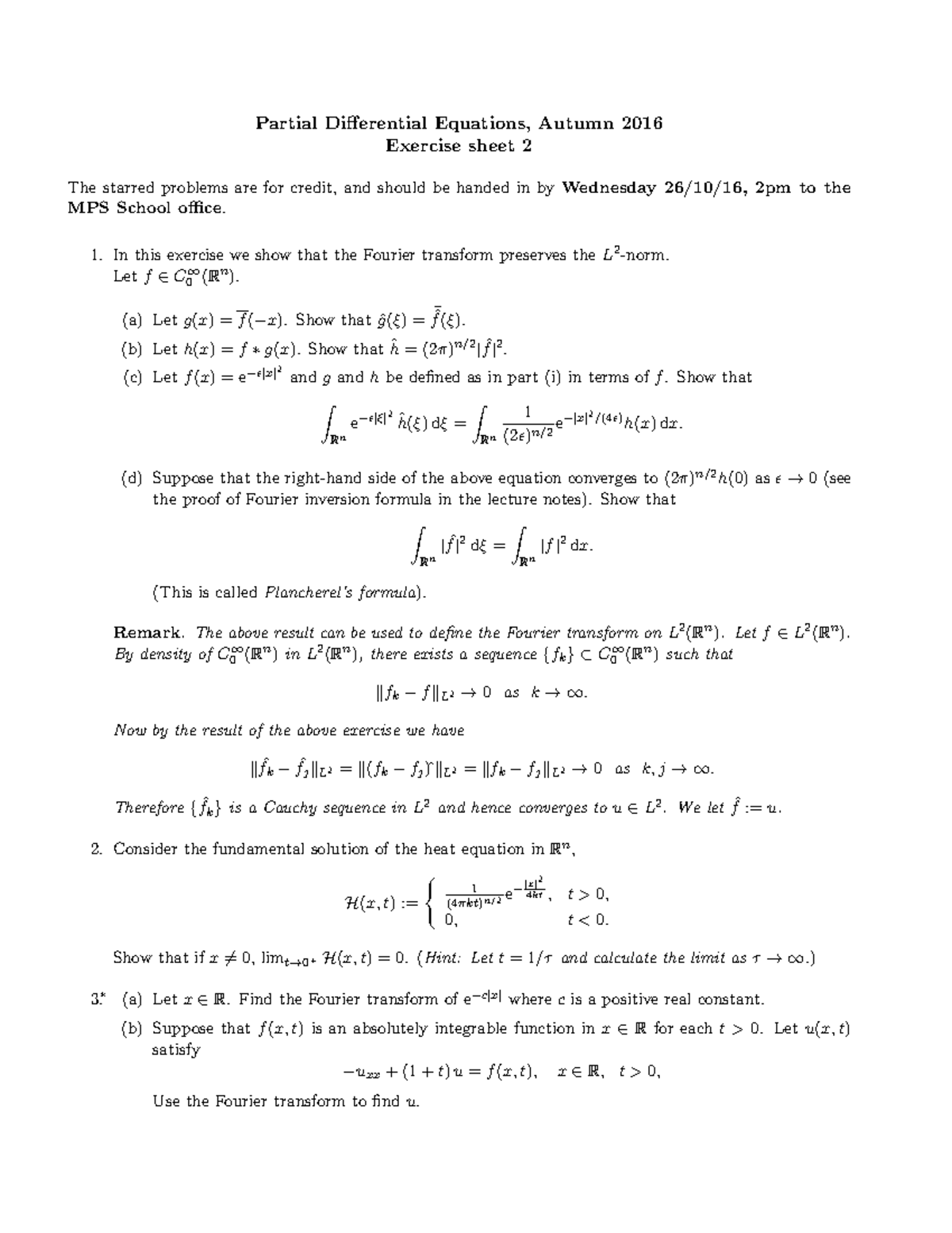 Partial Differential Equations Worksheet 2 - Partial Differential ...