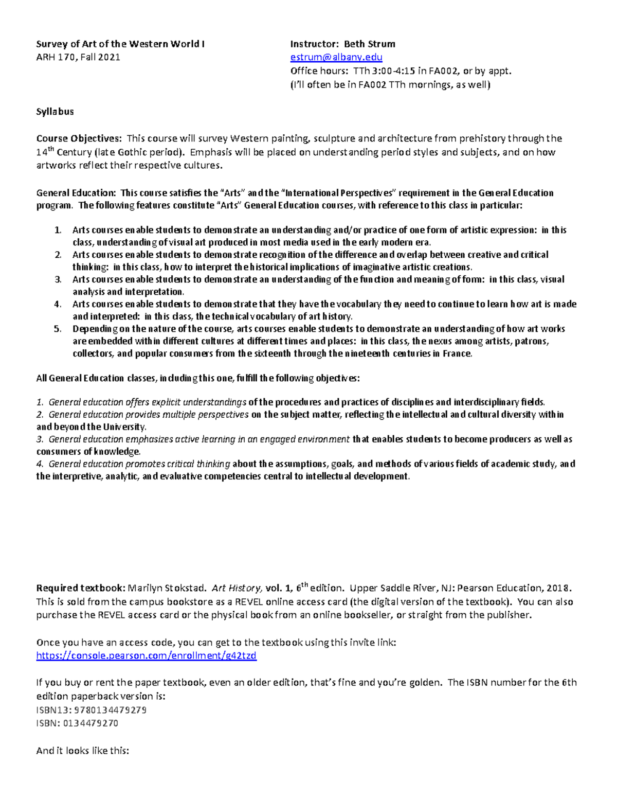 2021 ARH170 Syllabus - Survey of Art of the Western World I Instructor ...