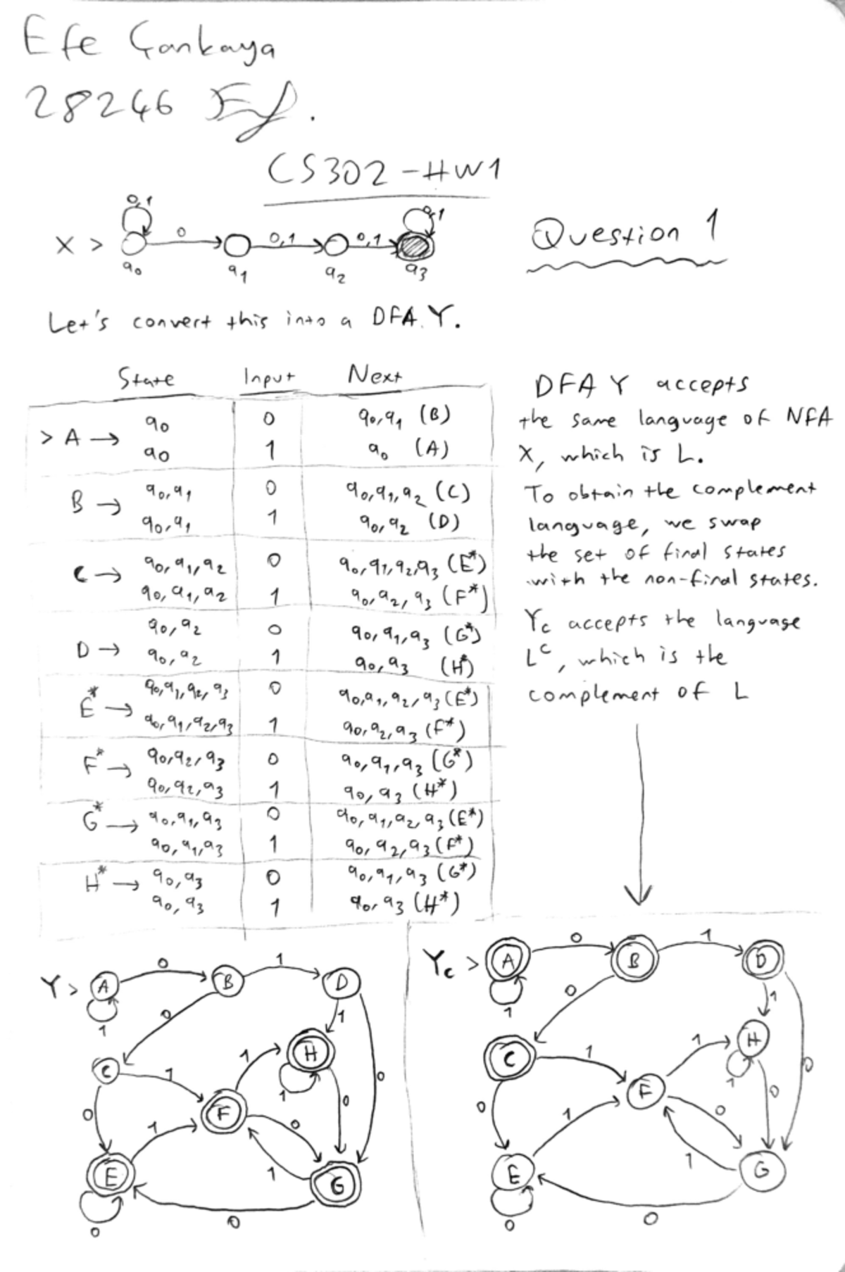 CS302HW1 efecankaya - Automata Theory - Studocu