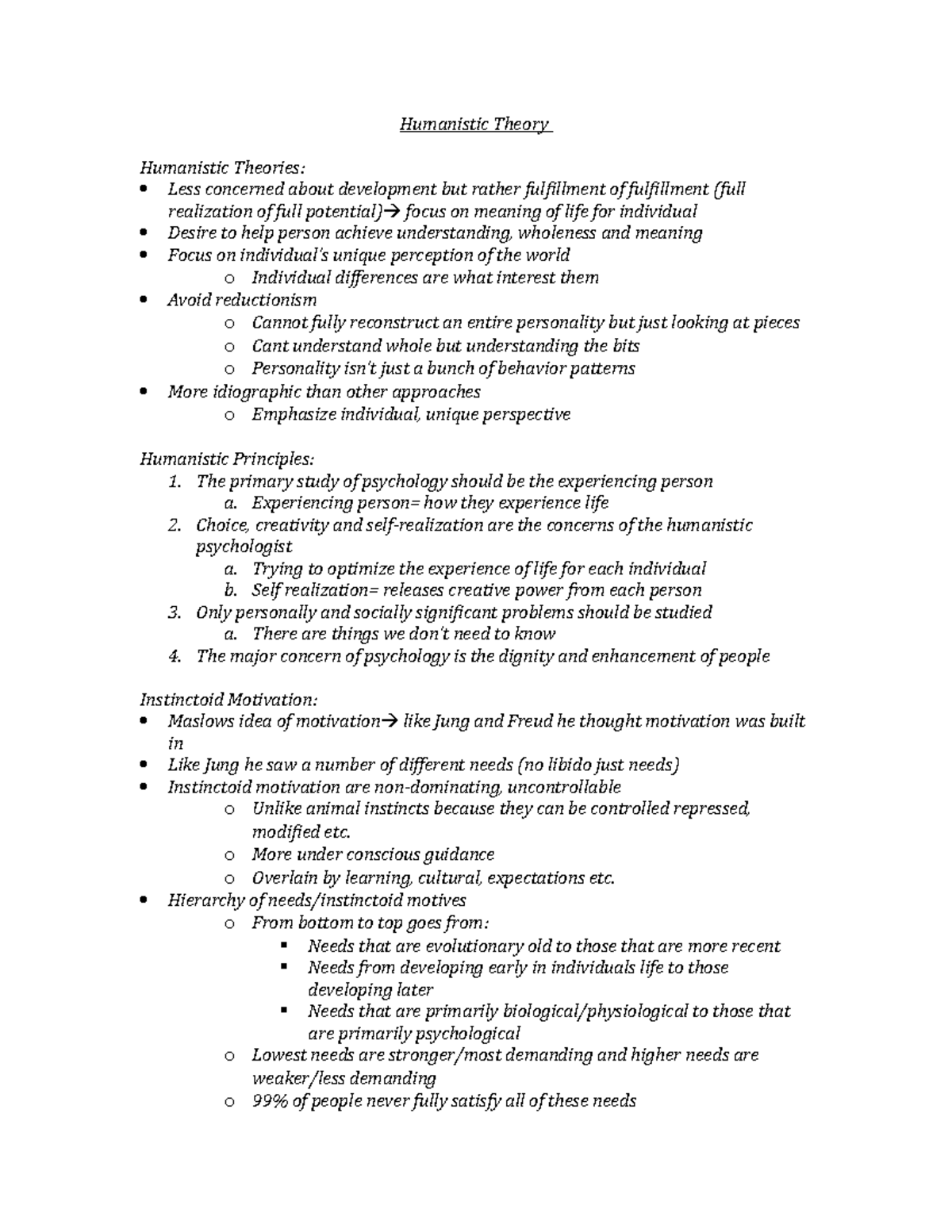 Lecture notes, lectures 4 - Humanistic Theory - Humanistic Theory ...