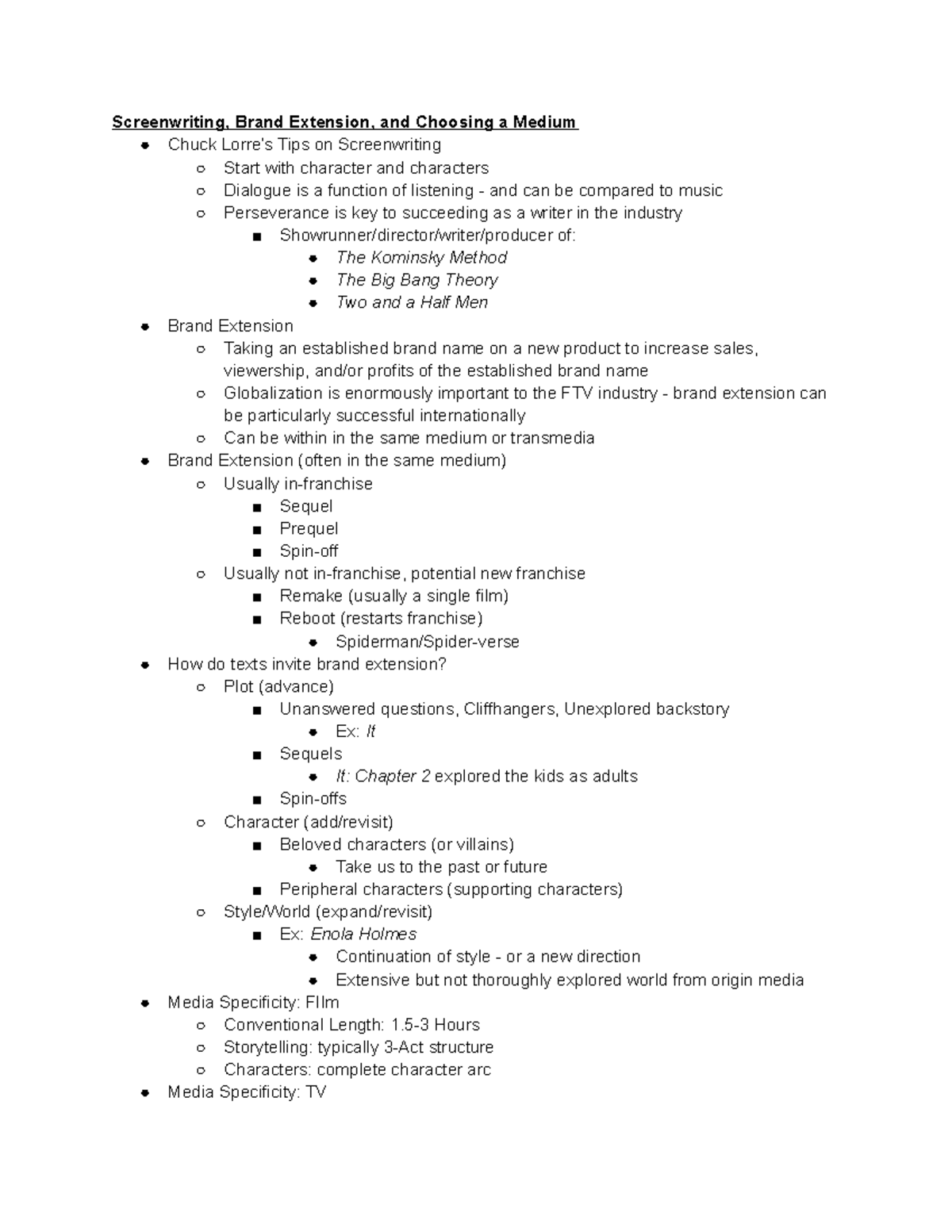 CO101 - 09 23 - FTV - FTV unit notes for com101, Hall - Screenwriting ...