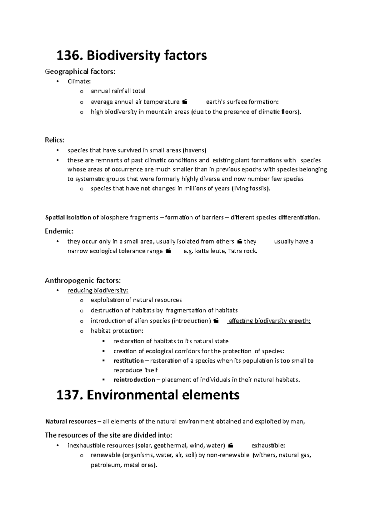 Biodiversity factors - 136. Biodiversity factors Geographical factors ...