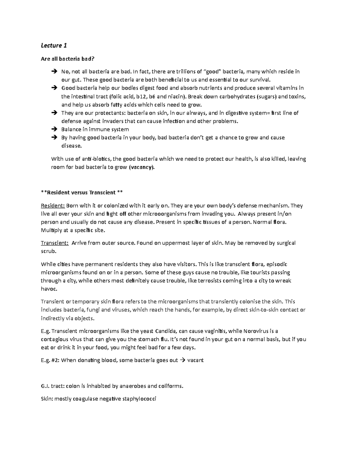 Microbiology midterm 1 notes - Lecture 1 Are all bacteria bad? No, not ...