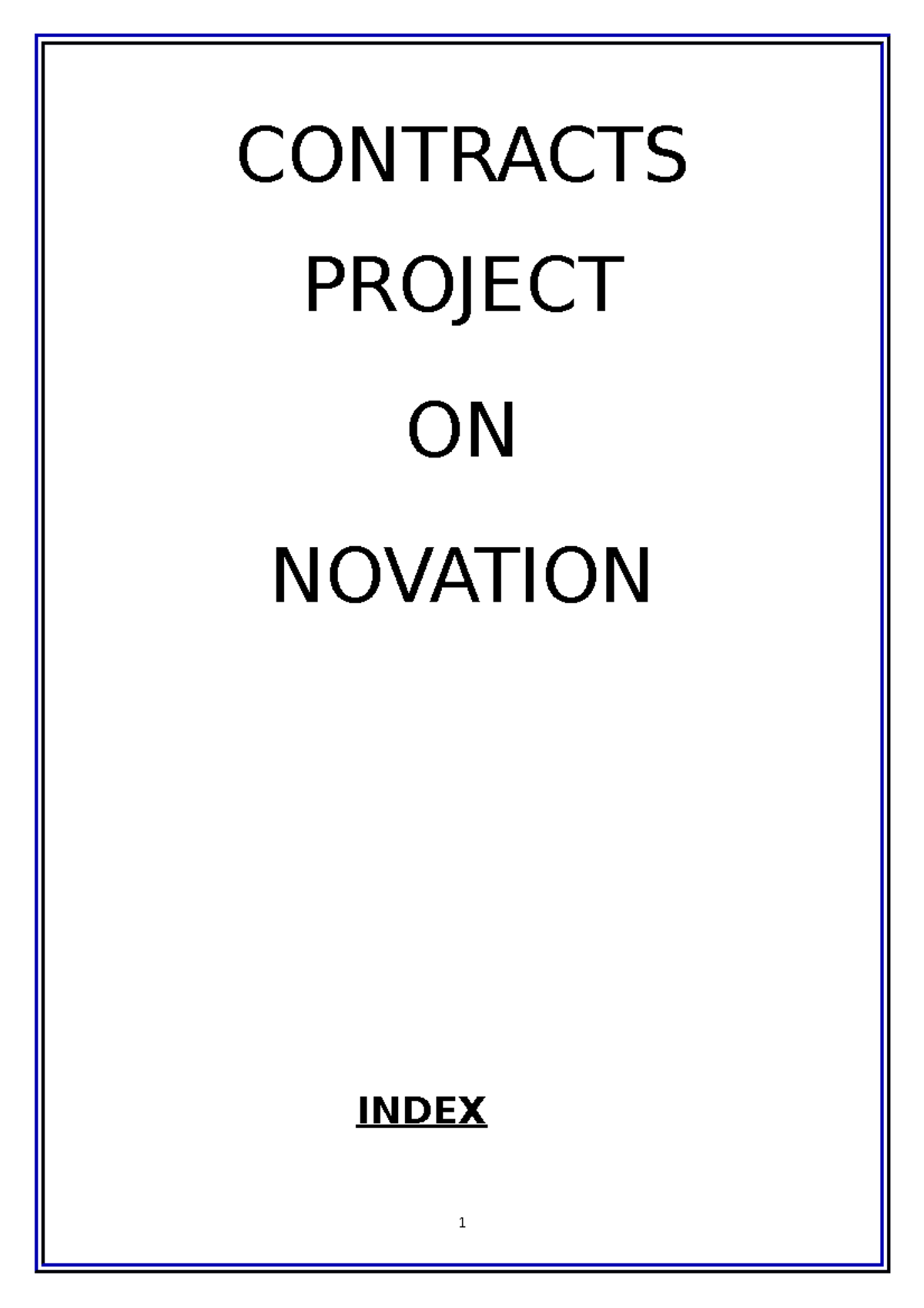 Contarct-I novation - Copy - CONTRACTS PROJECT ON NOVATION INDEX ...