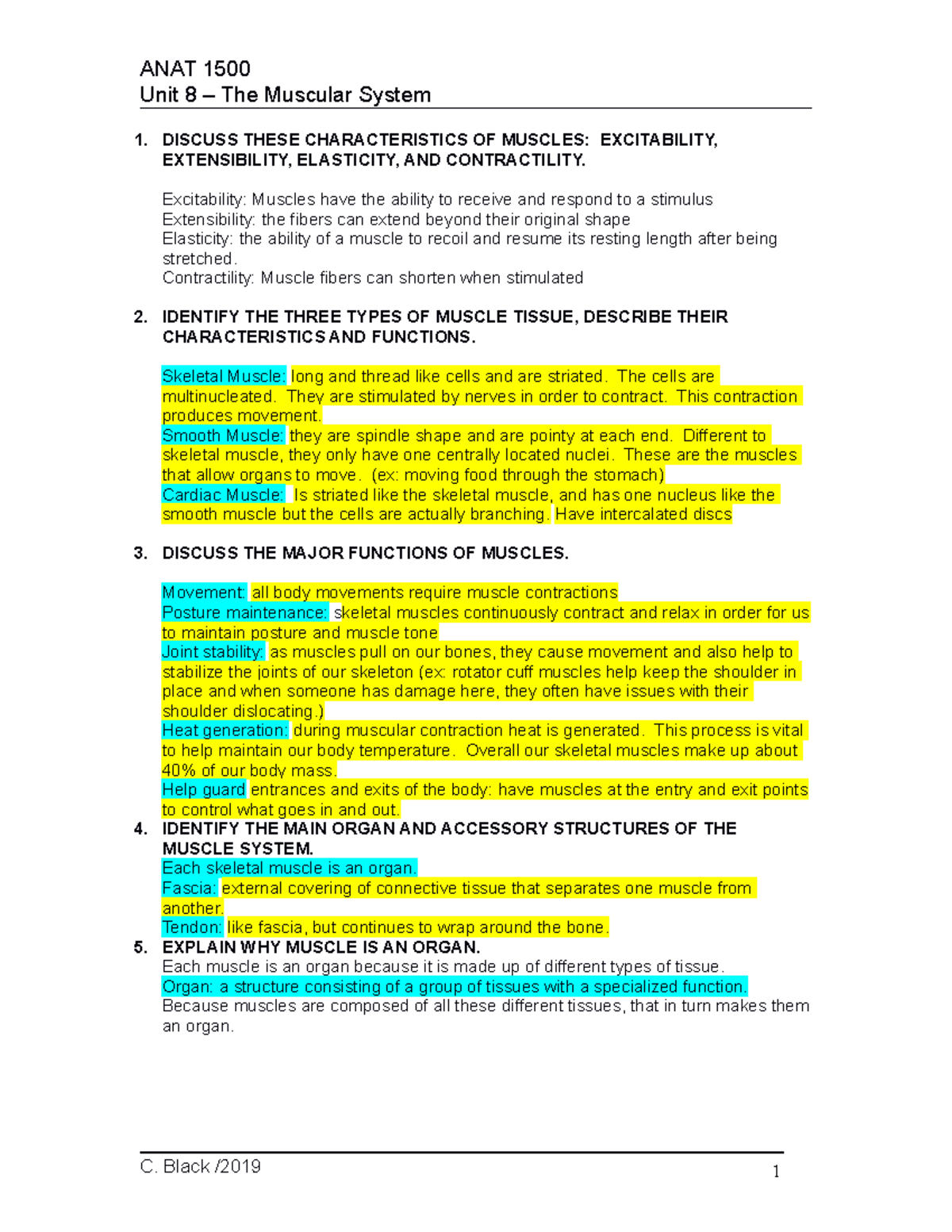 Unit 8 - The Muscular System - Music 2Mt3 - McMaster - Studocu