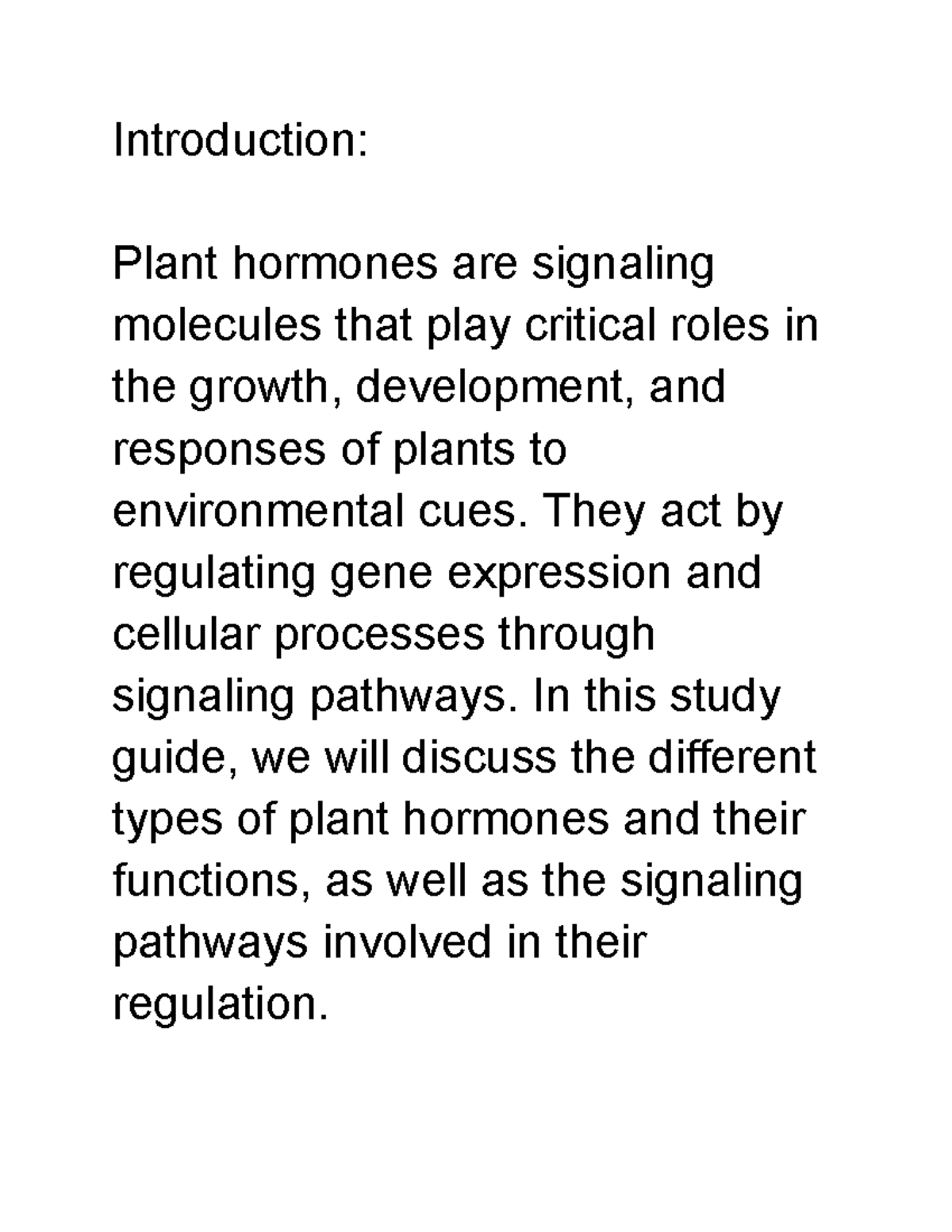 Study guide - Plant Hormones and Signaling Pathways - Google Docs ...