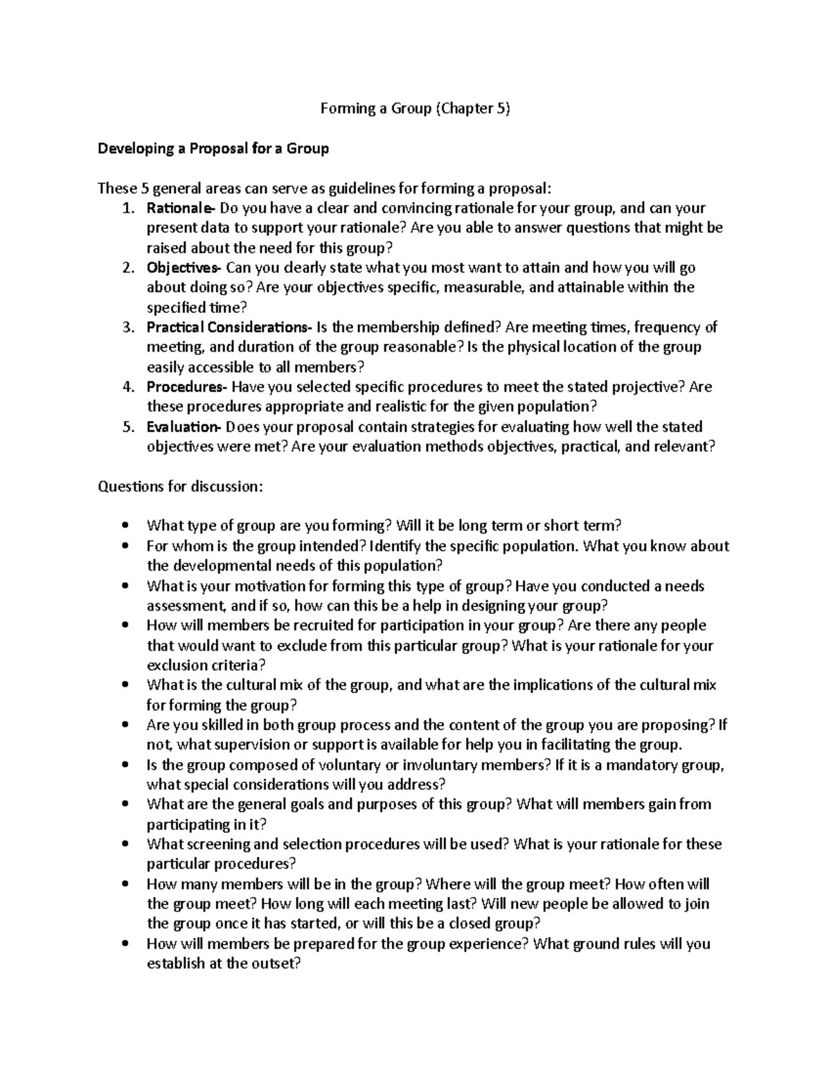 (Chapter 5) Forming a Group - Forming a Group (Chapter 5) Developing a ...