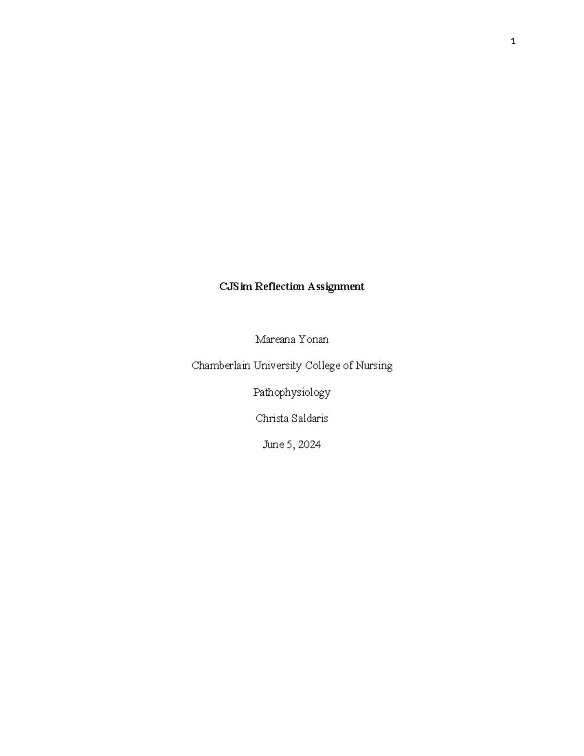 CJSM - CJsim reflection assignmen - 1 CJSim Reflection Assignment ...